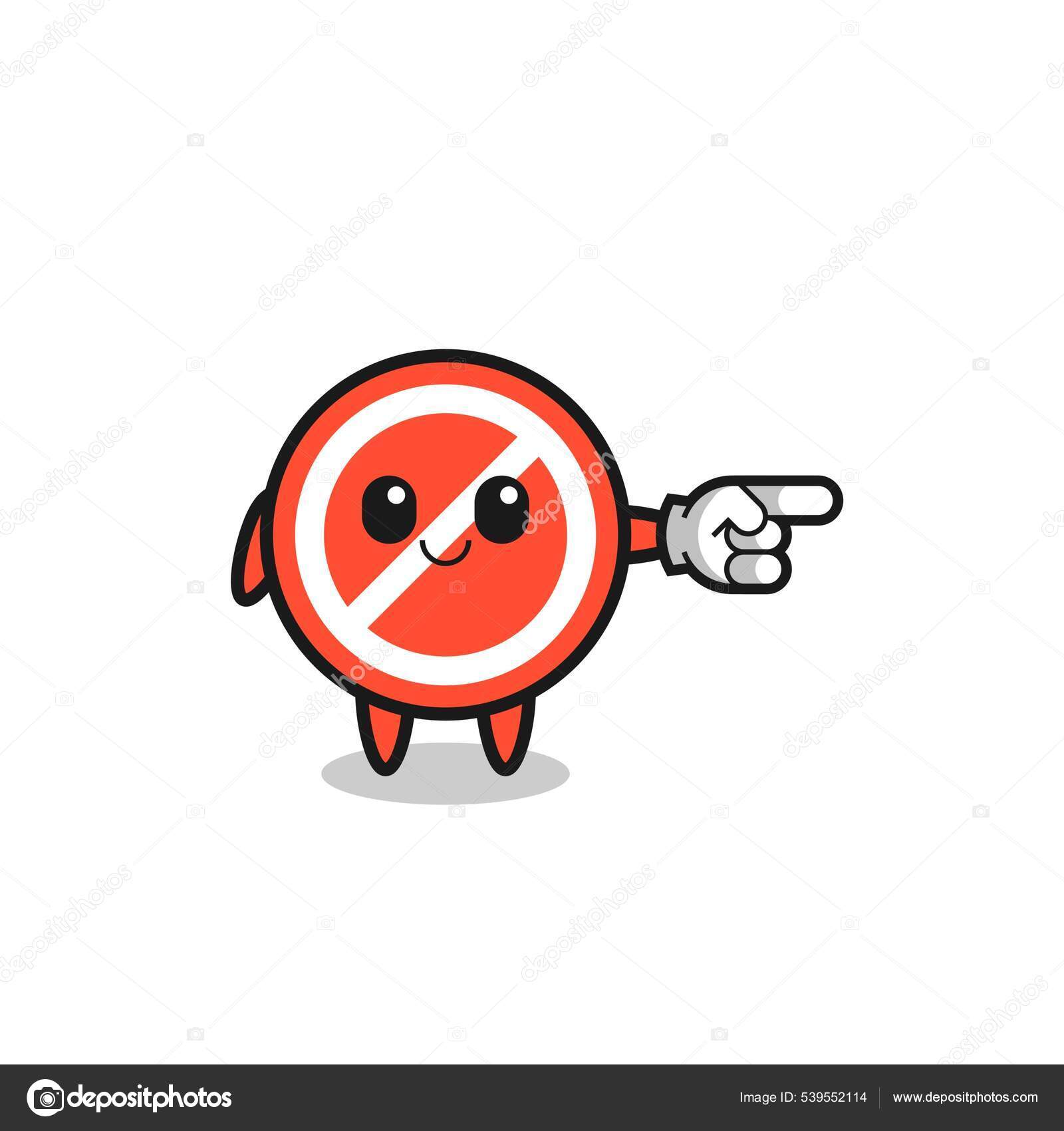 Image vectorielle Stop Sign Mascot Pointing Right Gesture Cute Design ...