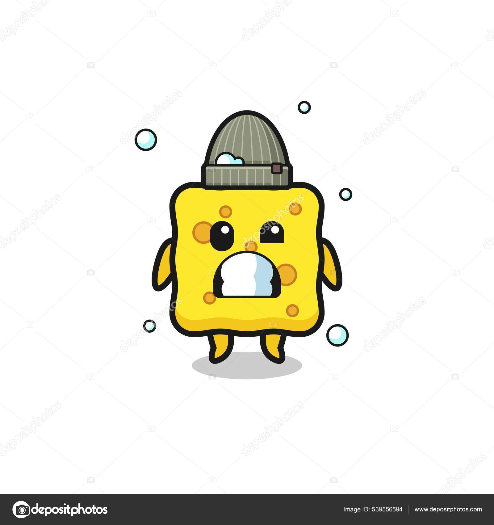 Cute Cartoon Sponge Shivering Expression Cute Design Stock Vector by ...