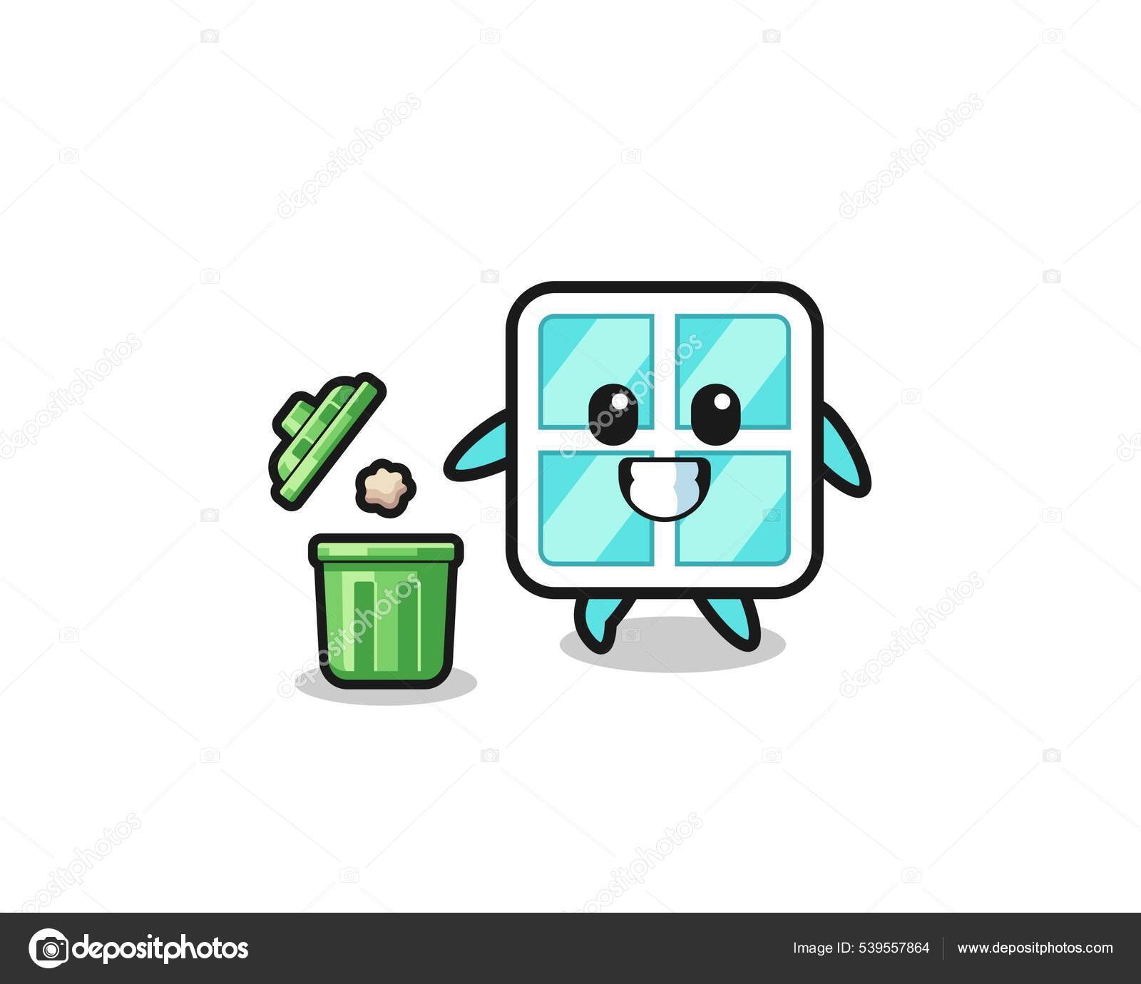 Illustration Window Throwing Garbage Trash Can Cute Design Stock Vector ...