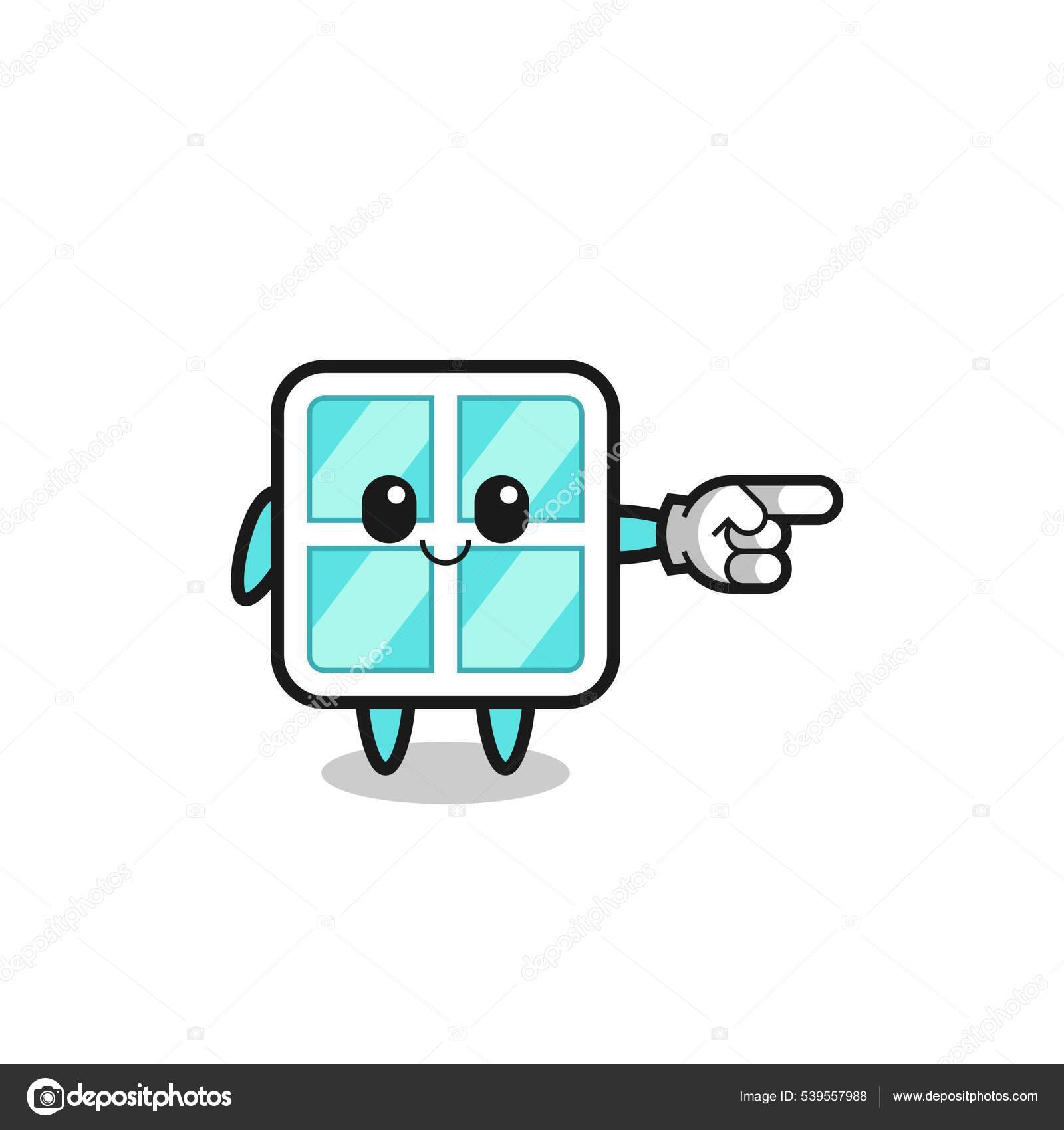 Window Mascot Pointing Right Gesture Cute Design Stock Vector by ...