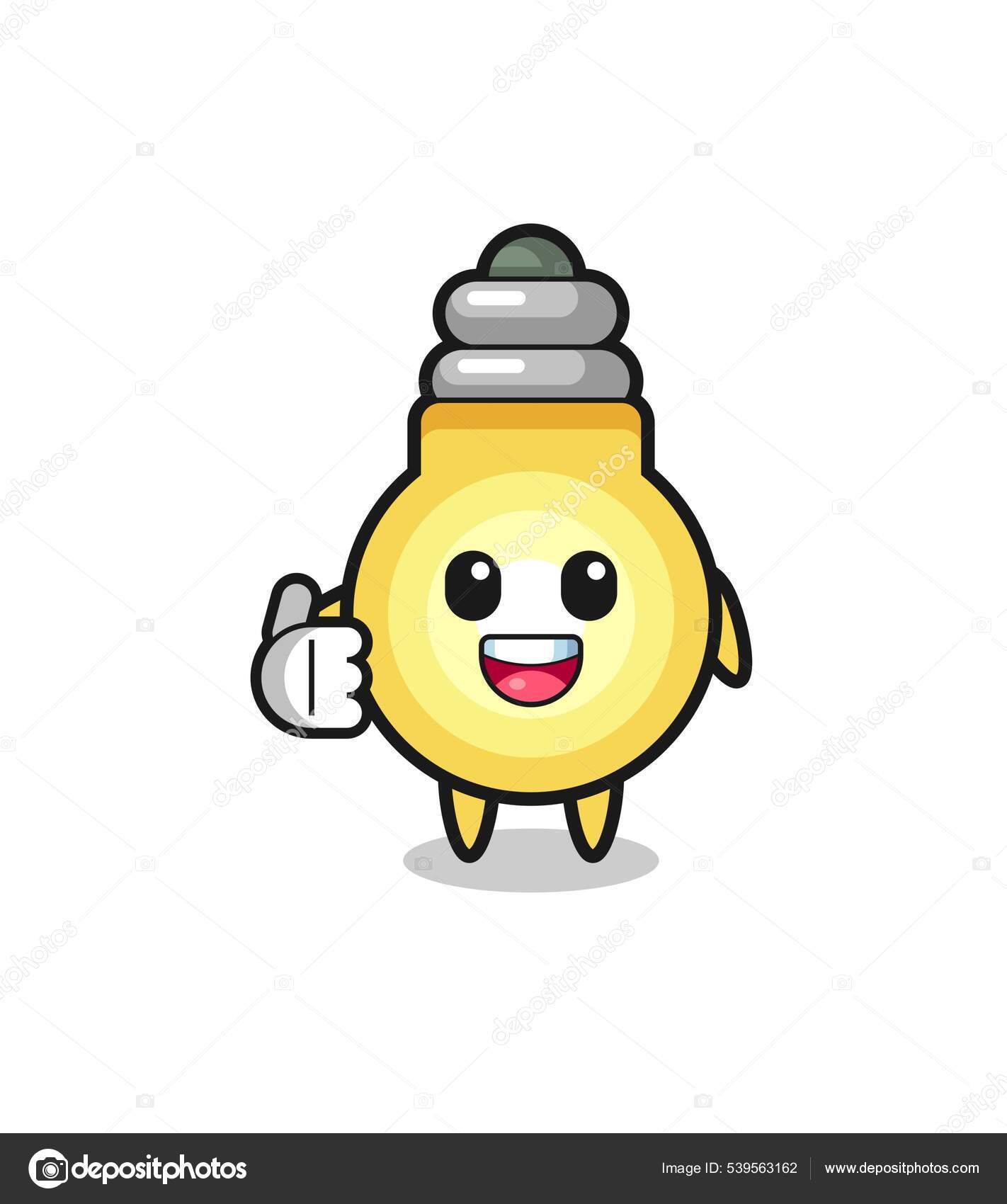 Light Bulb Mascot Doing Thumbs Gesture Cute Design Stock Vector Image ...