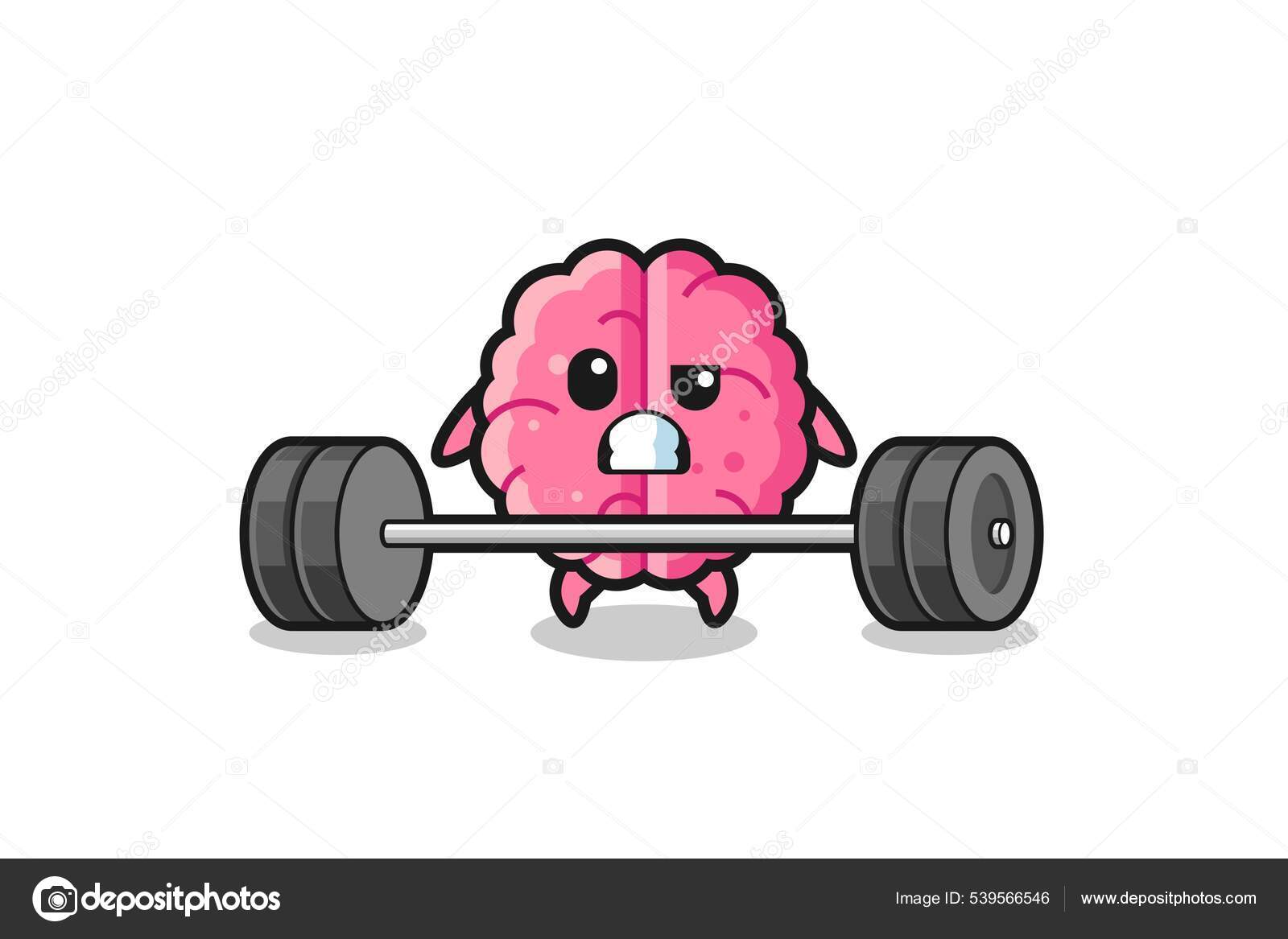 Cartoon Brain Lifting Barbell Cute Design Vetor de ©heriyusuf.rap@gmail ...