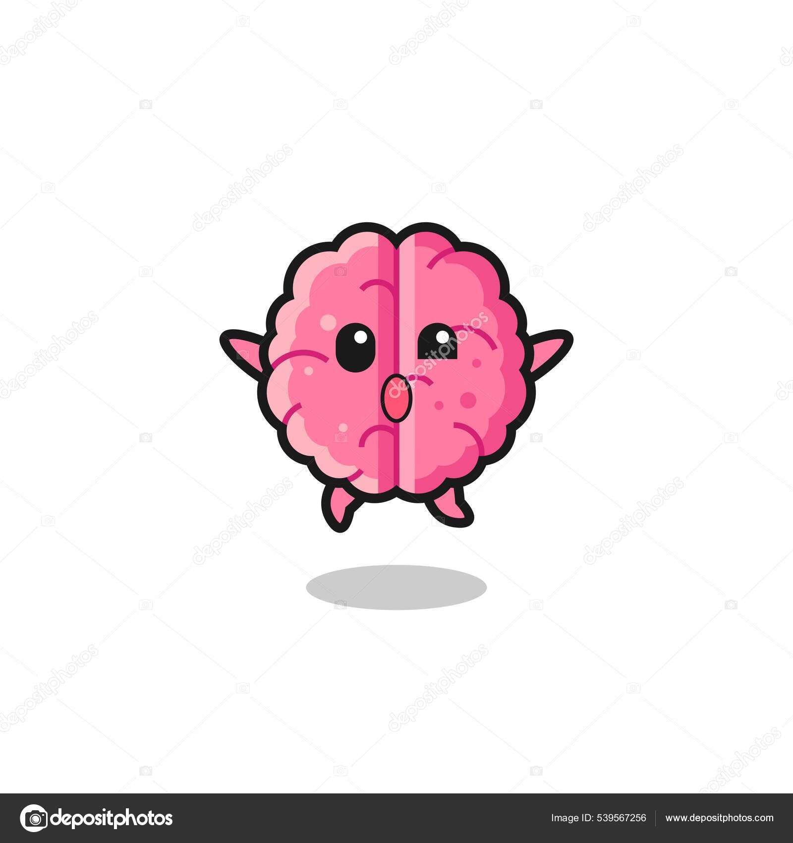 Brain Character Jumping Gesture Cute Design vetor(es) de stock de ...