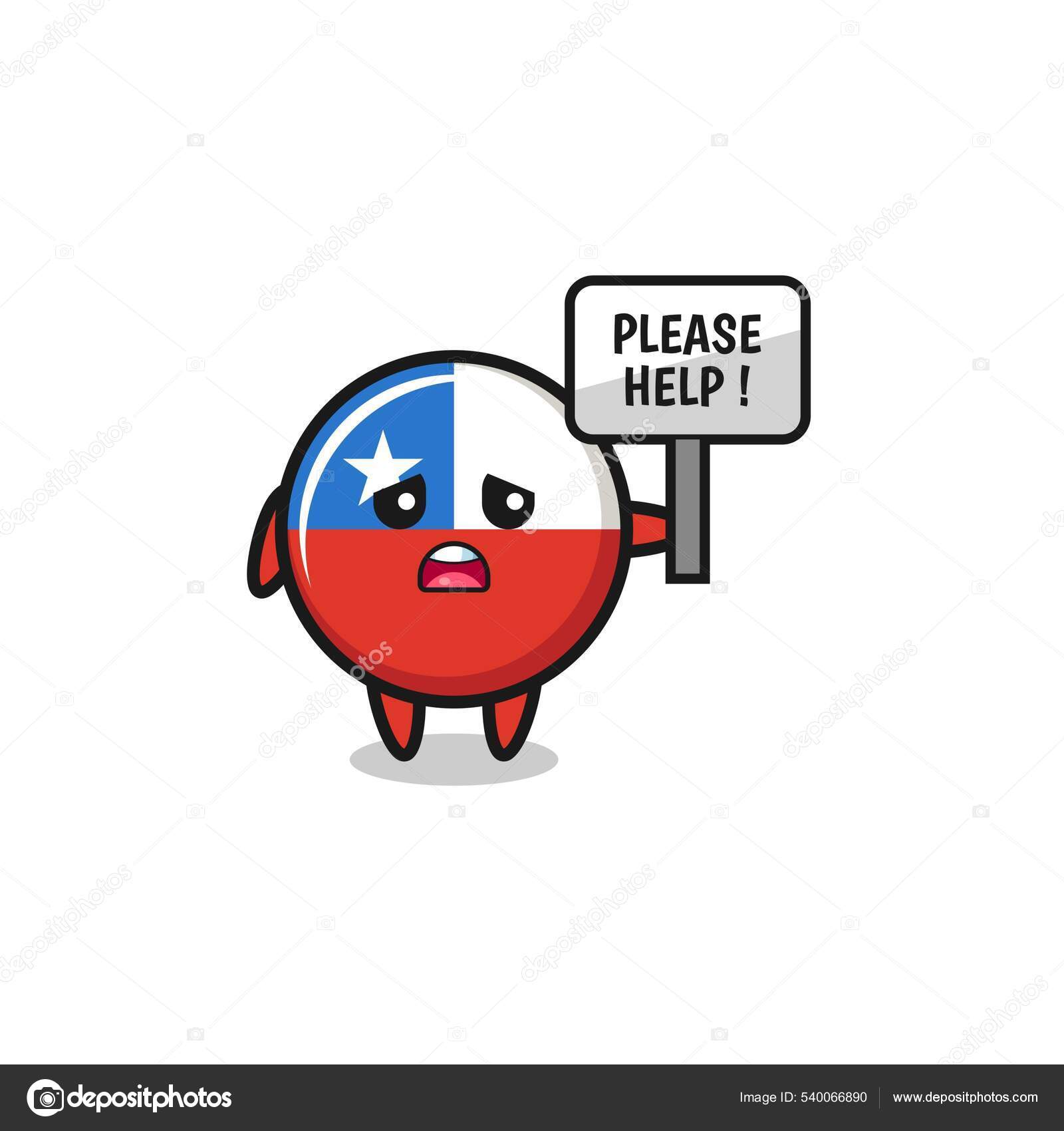 Cute Chile Flag Hold Please Help Banner Cute Design Stock Vector by ...