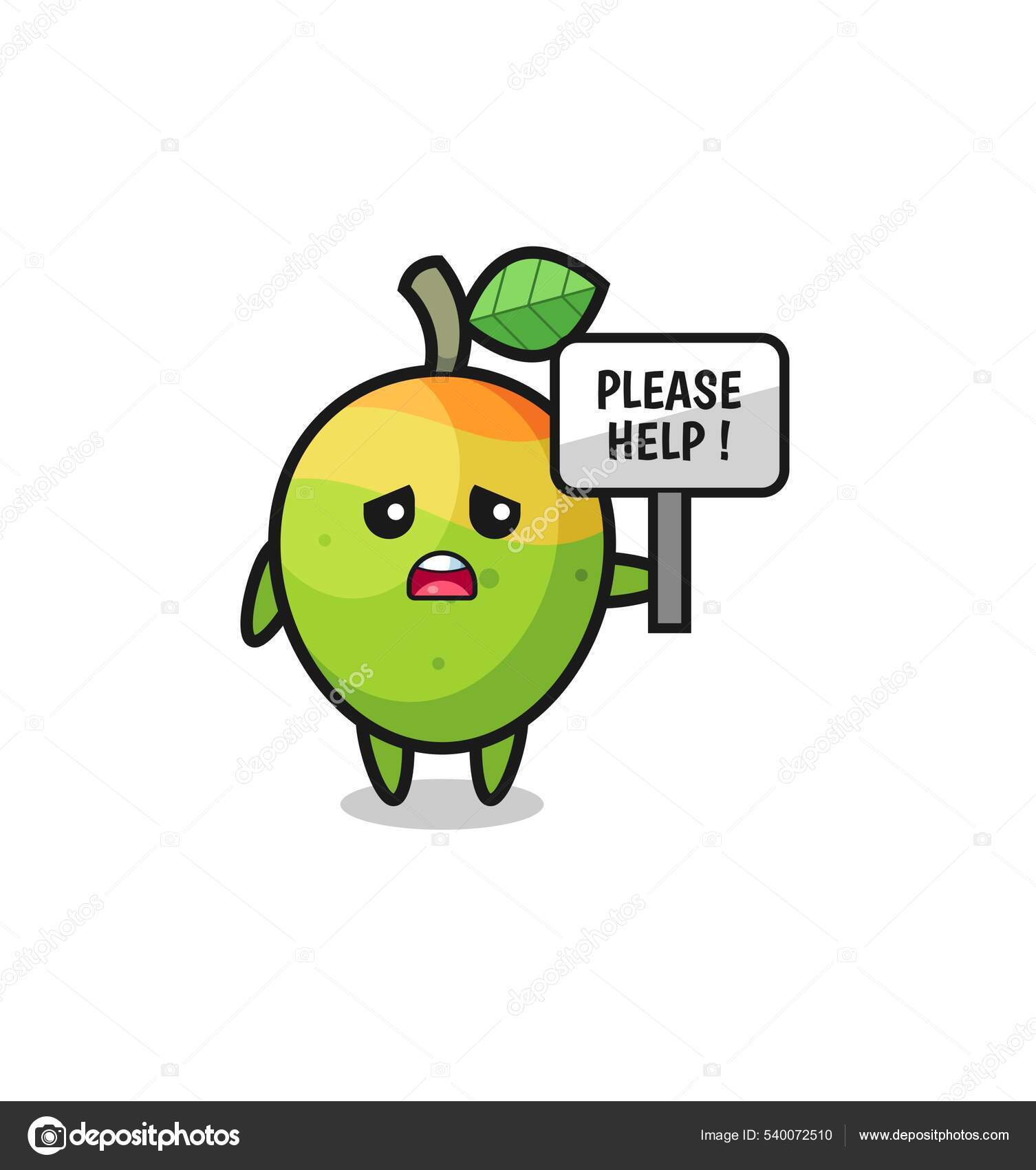 Cute Mango Hold Please Help Banner Cute Design Stock Vector Image by ...