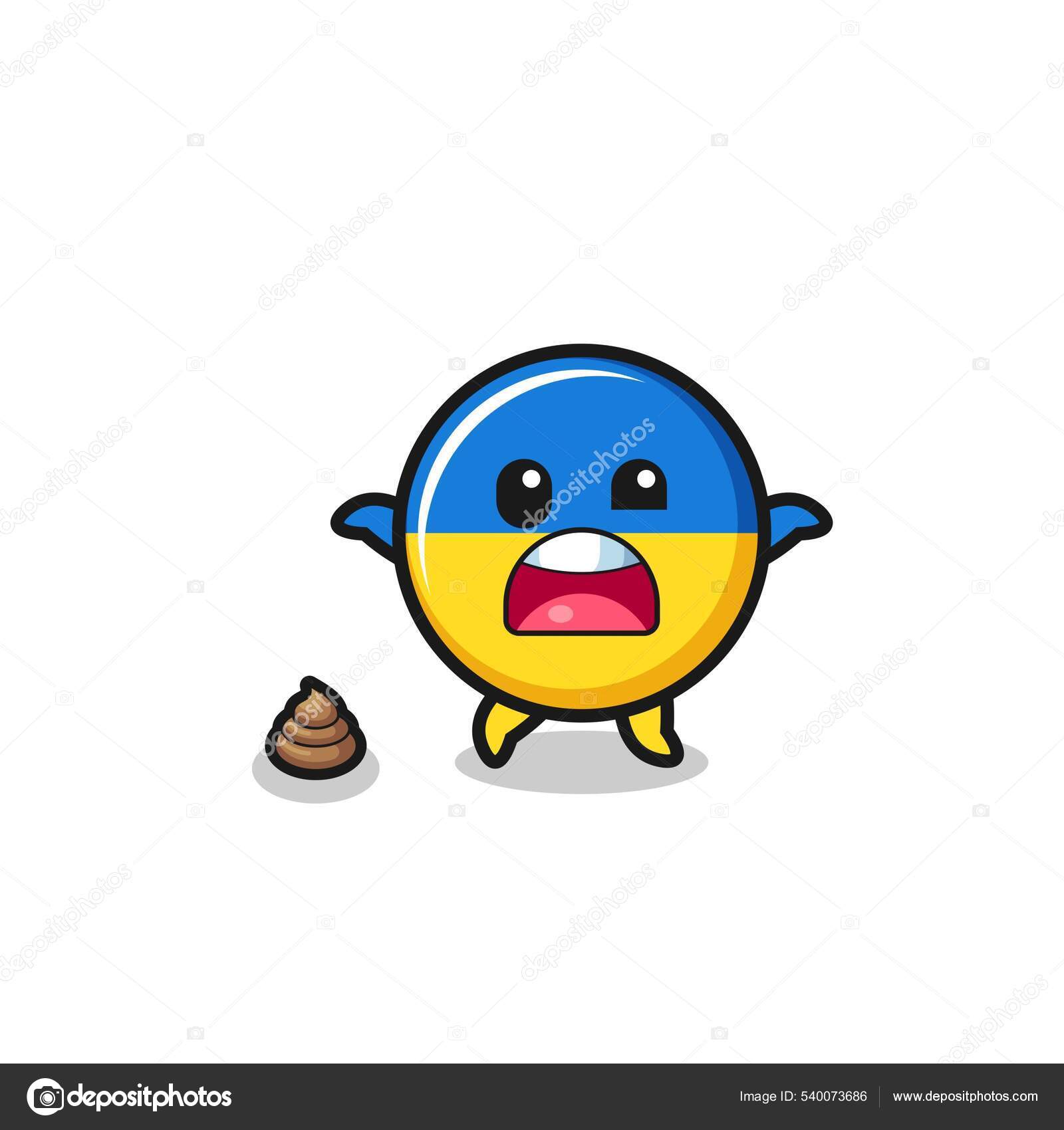 Ucrania Bandera Tierra Sorprendida Conocer Caca Lindo Diseño Vector de ...