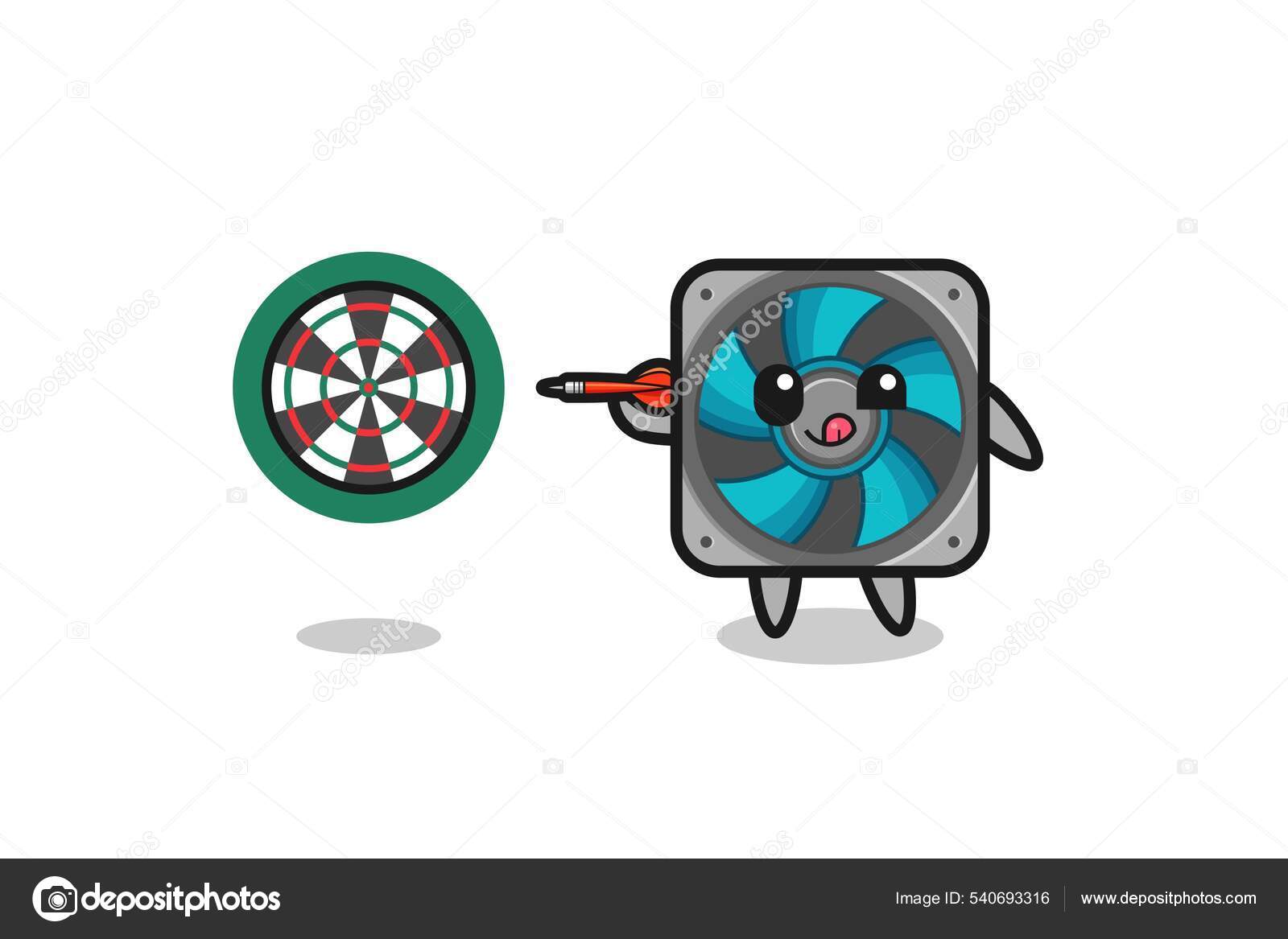 Cute Computer Fan Playing Dart Cute Design Stock Vector by ©heriyusuf ...