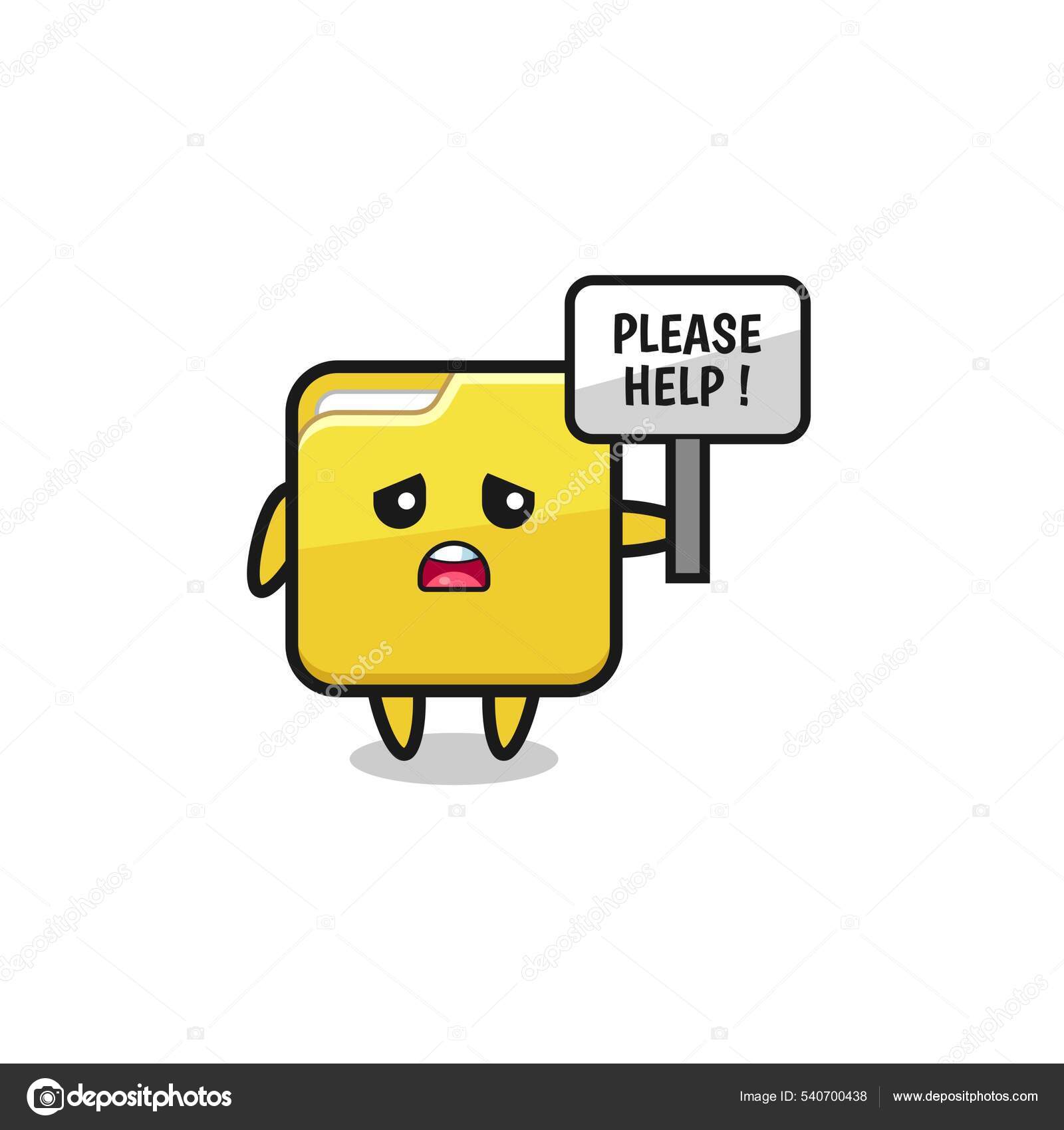 Cute Folder Hold Please Help Banner Cute Design Stock Vector by ...