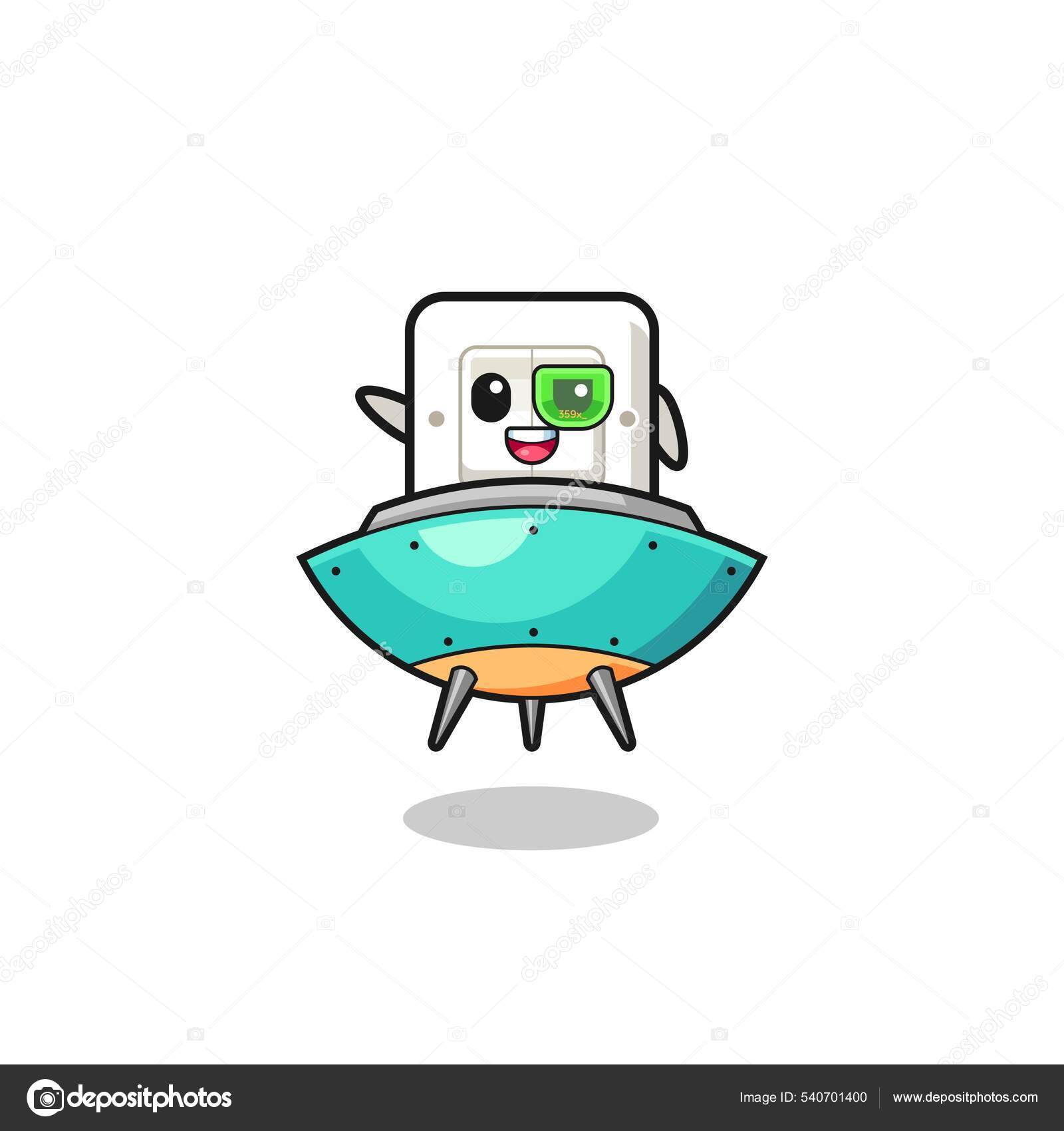 Light Switch Cartoon Riding Future Spaceship Cute Design Stock Vector ...