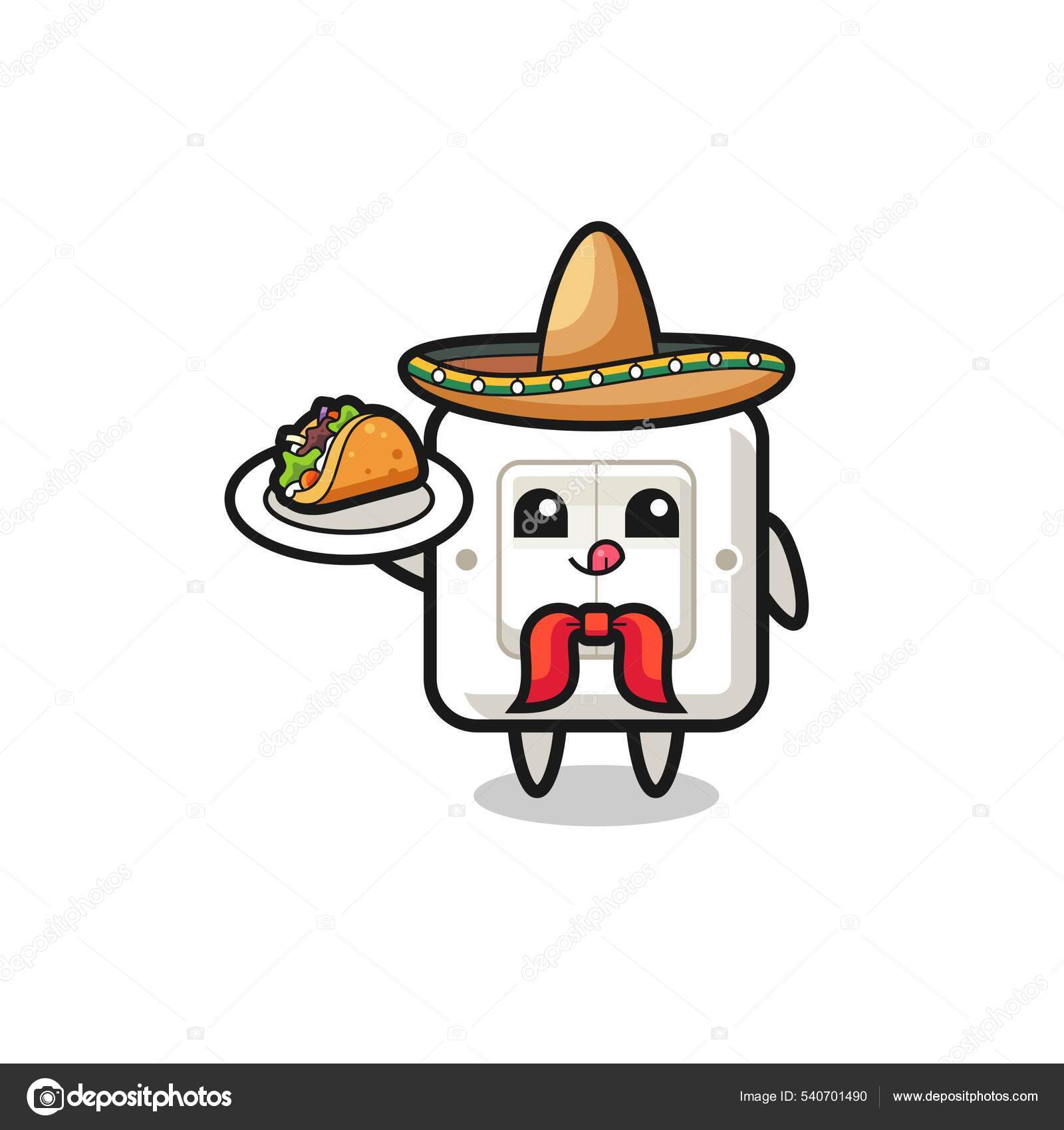 Light Switch Mexican Chef Mascot Holding Taco Cute Design Stock Vector ...