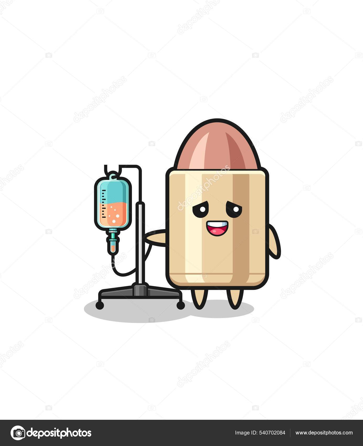 Image vectorielle Cute Bullet Character Standing Infusion Pole Cute ...