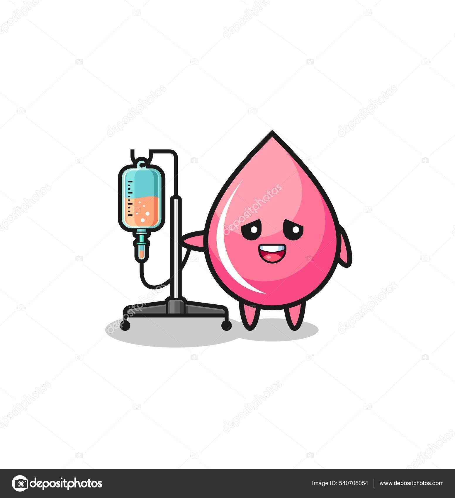 Cute Strawberry Juice Drop Character Standing Infusion Pole Cute Design ...