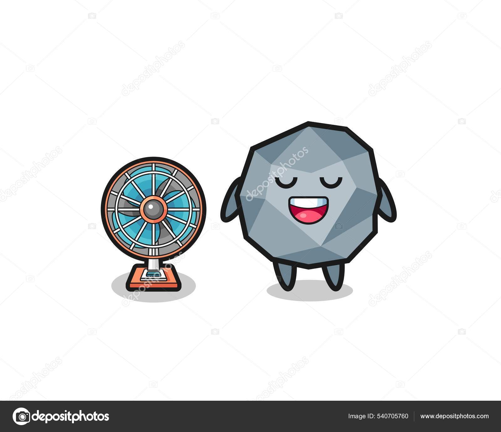 Cute Stone Standing Front Fan Cute Design Stock Vector by ©heriyusuf ...