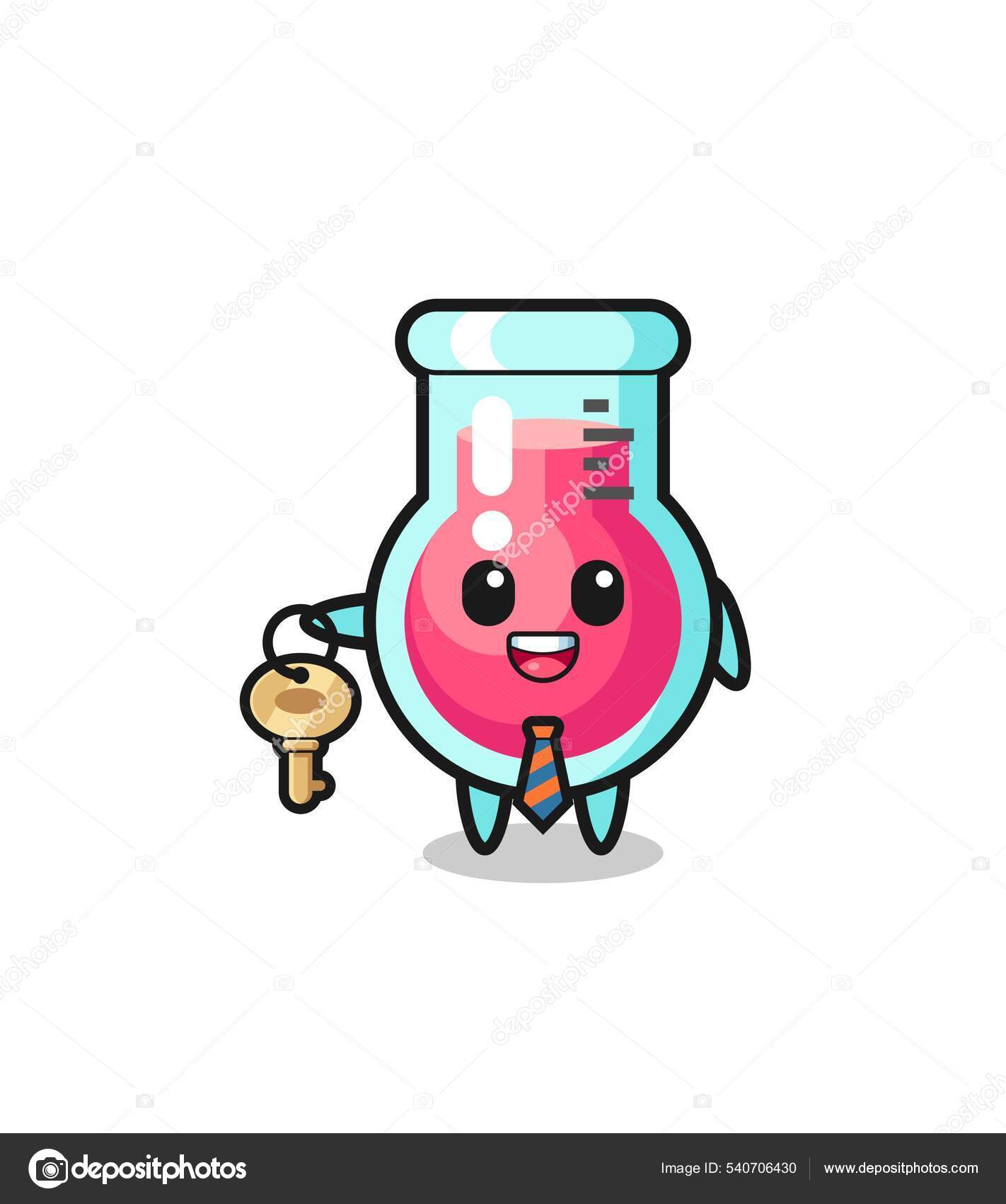 Cute Laboratory Beaker Real Estate Agent Mascot Cute Design Stock ...