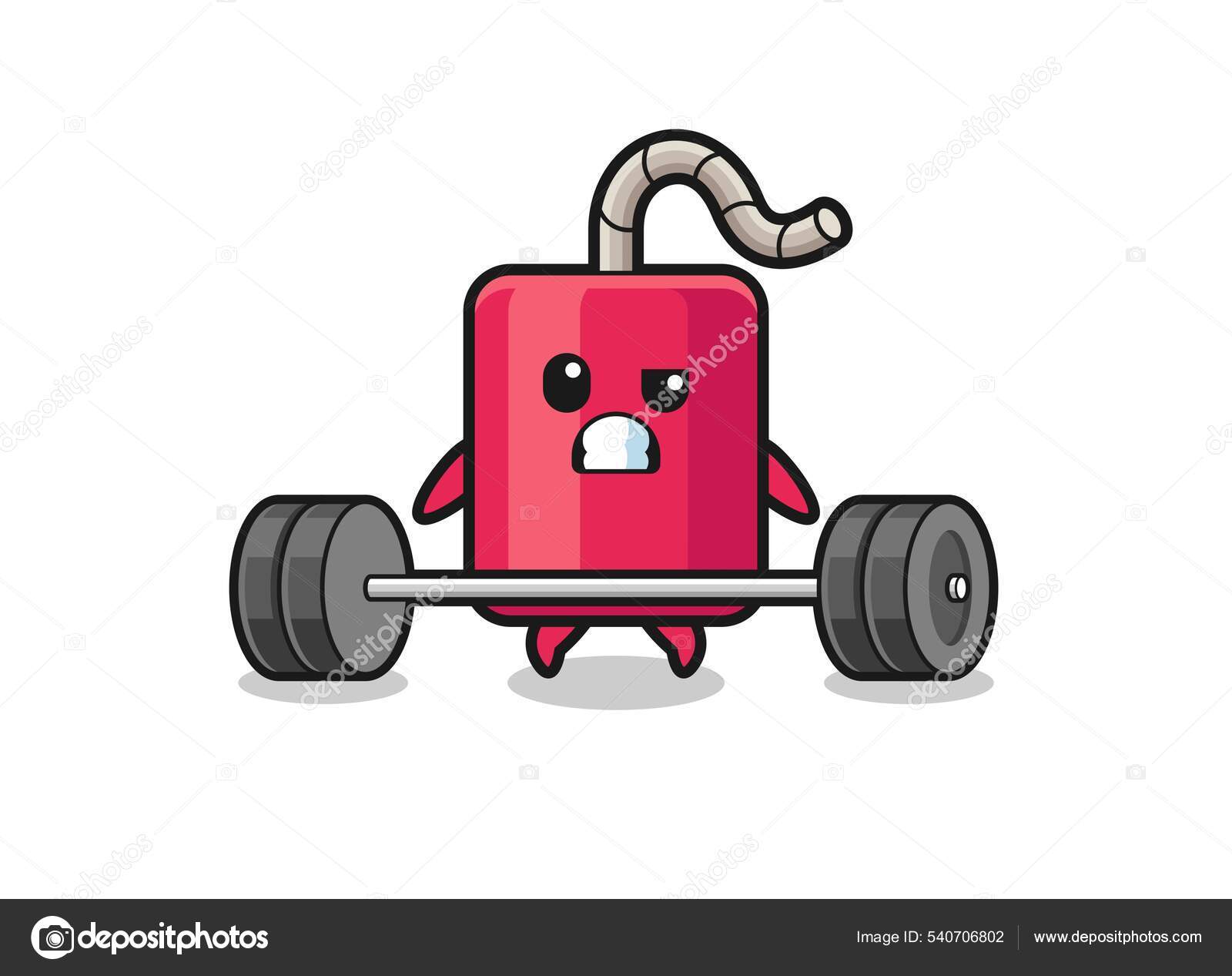 Cartoon Dynamite Lifting Barbell Cute Design Stock Vector Image by ...