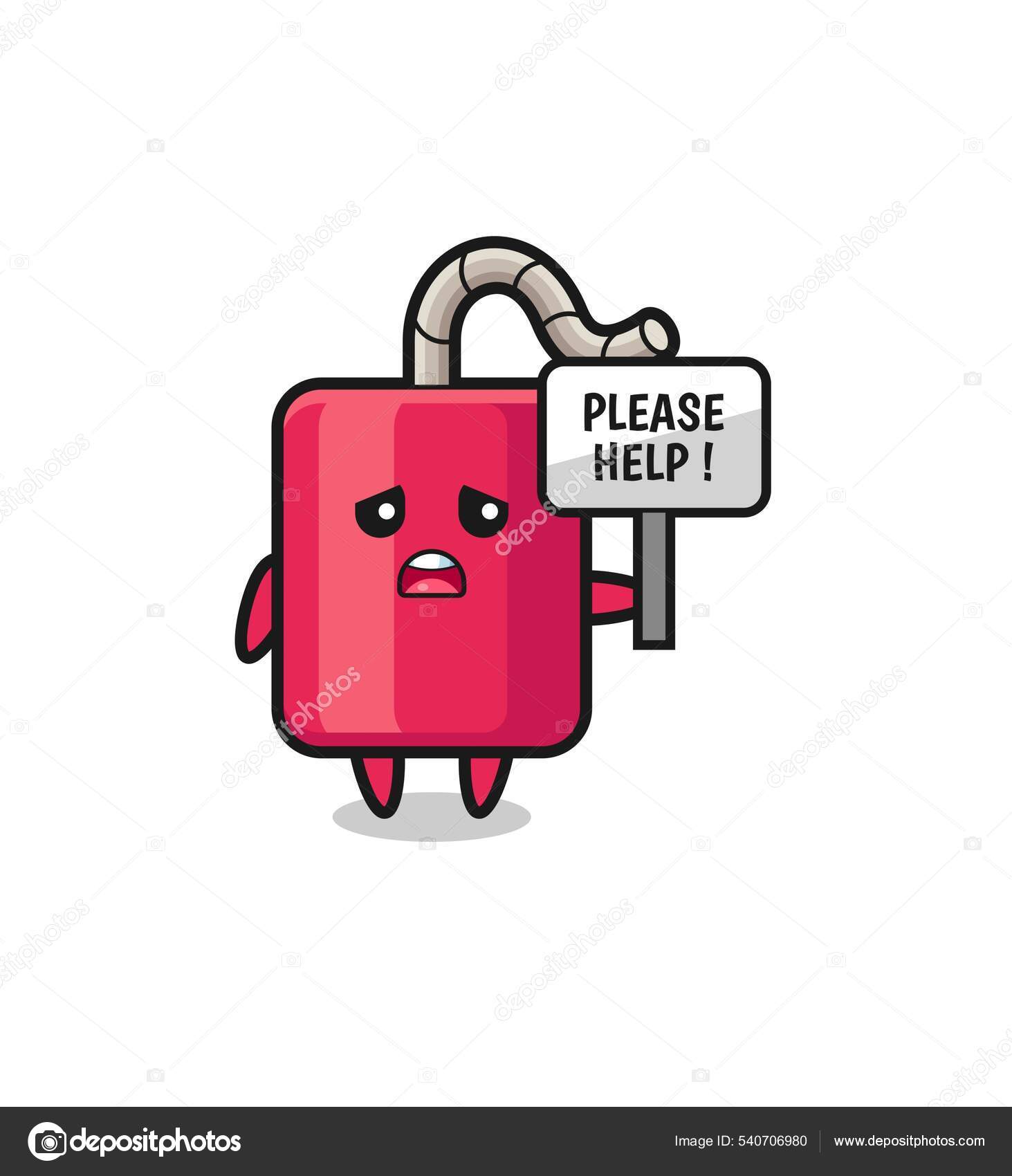 Cute Dynamite Hold Please Help Banner Cute Design Stock Vector by ...