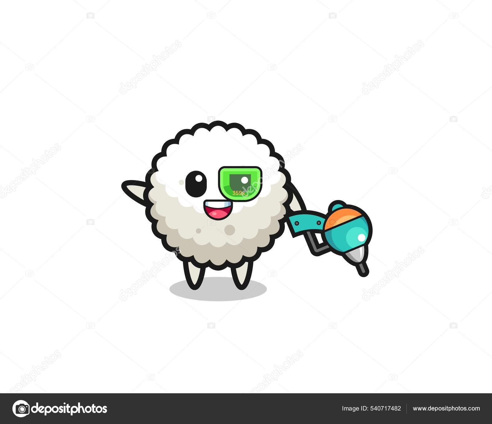 Rice Ball Cartoon Future Warrior Mascot Cute Design Stock Vector by ...