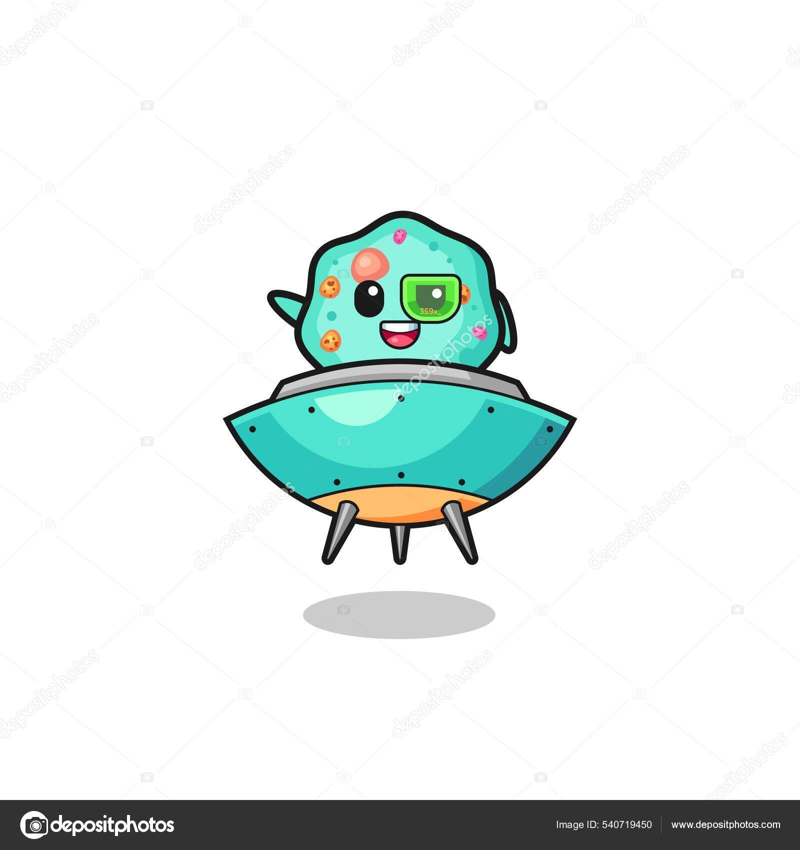 Amoeba Cartoon Riding Future Spaceship Cute Design Stock Vector by ...