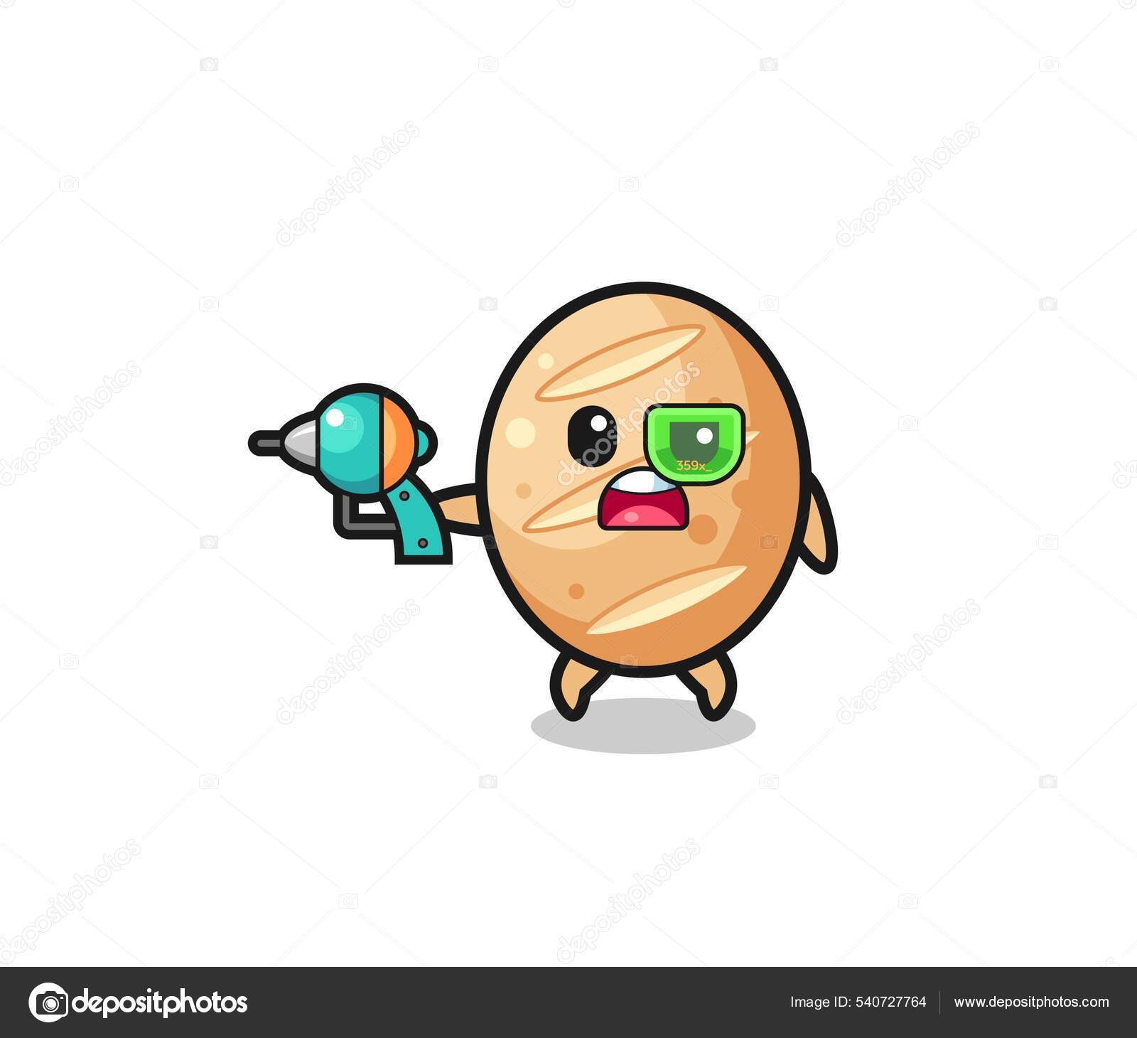 Cute French Bread Holding Future Gun Cute Design Stock Vector Image by ...