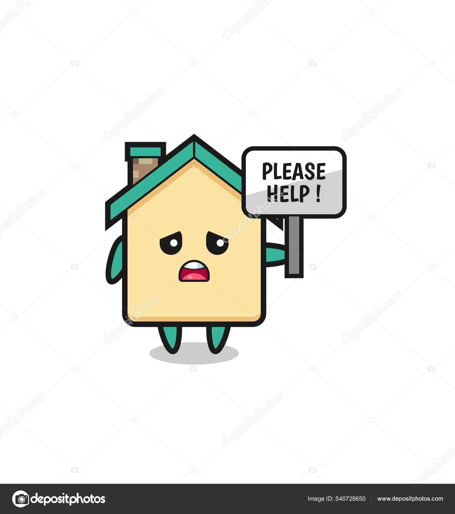 Cute House Hold Please Help Banner Cute Design Vector de stock ...