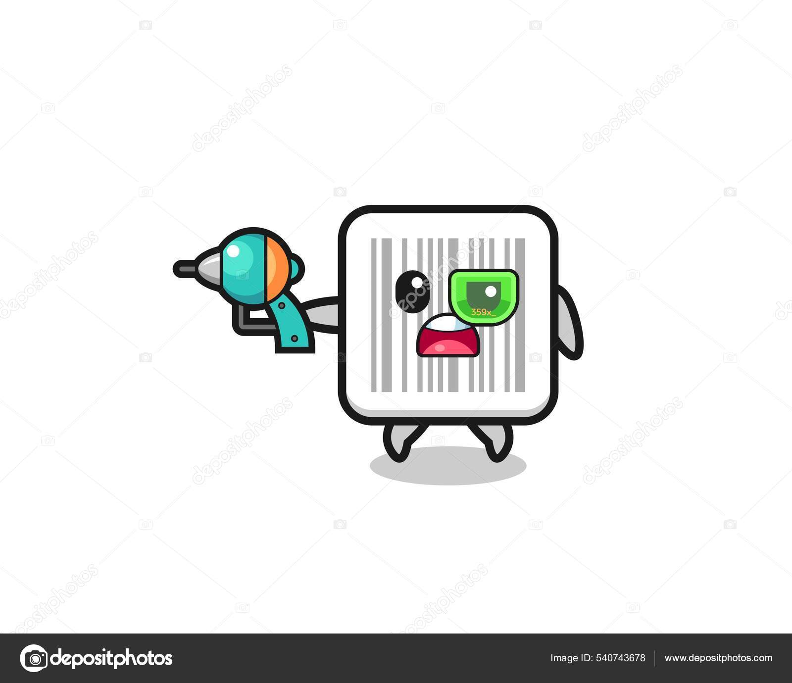 Cute Barcode Holding Future Gun Cute Design Stock Vector by ©heriyusuf ...