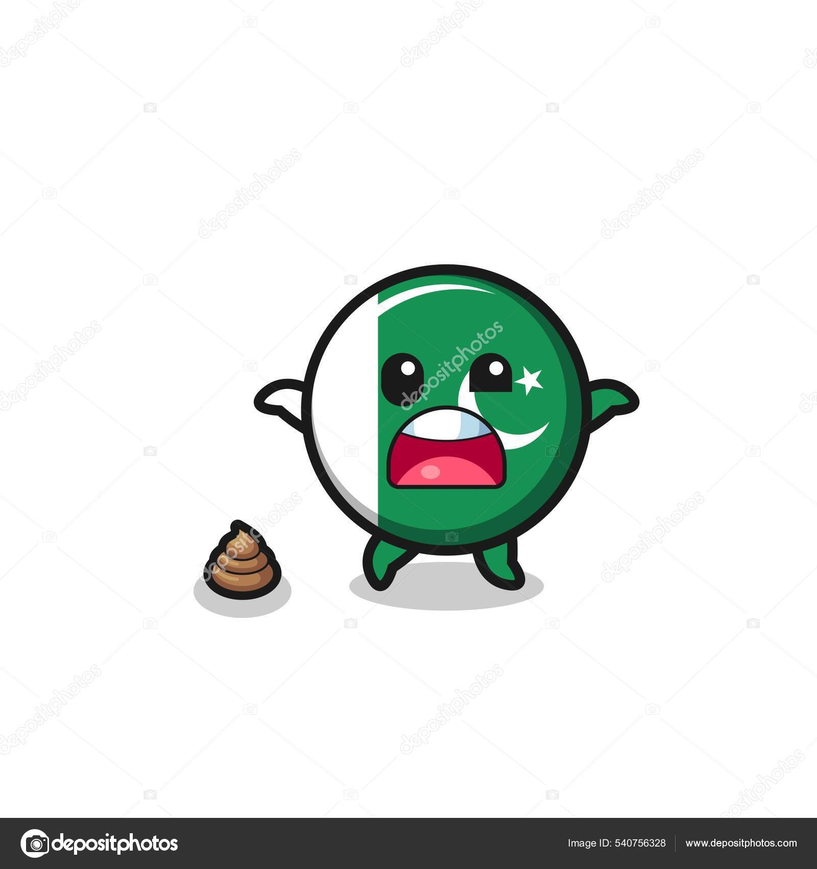 Pakistan Flag Earth Surprised Meet Poop Cute Design Stock Vector Image ...