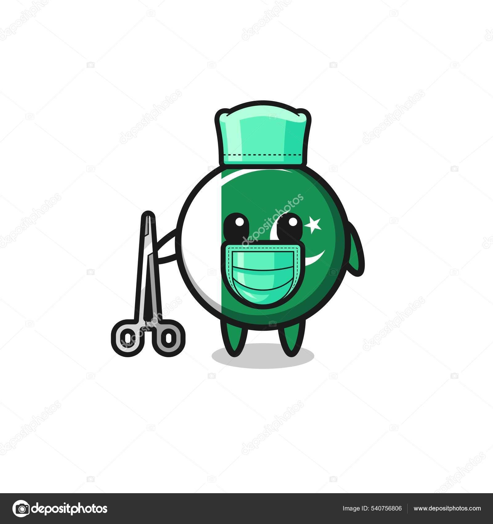 Surgeon Pakistan Flag Mascot Character Cute Design Stock Vector by ...