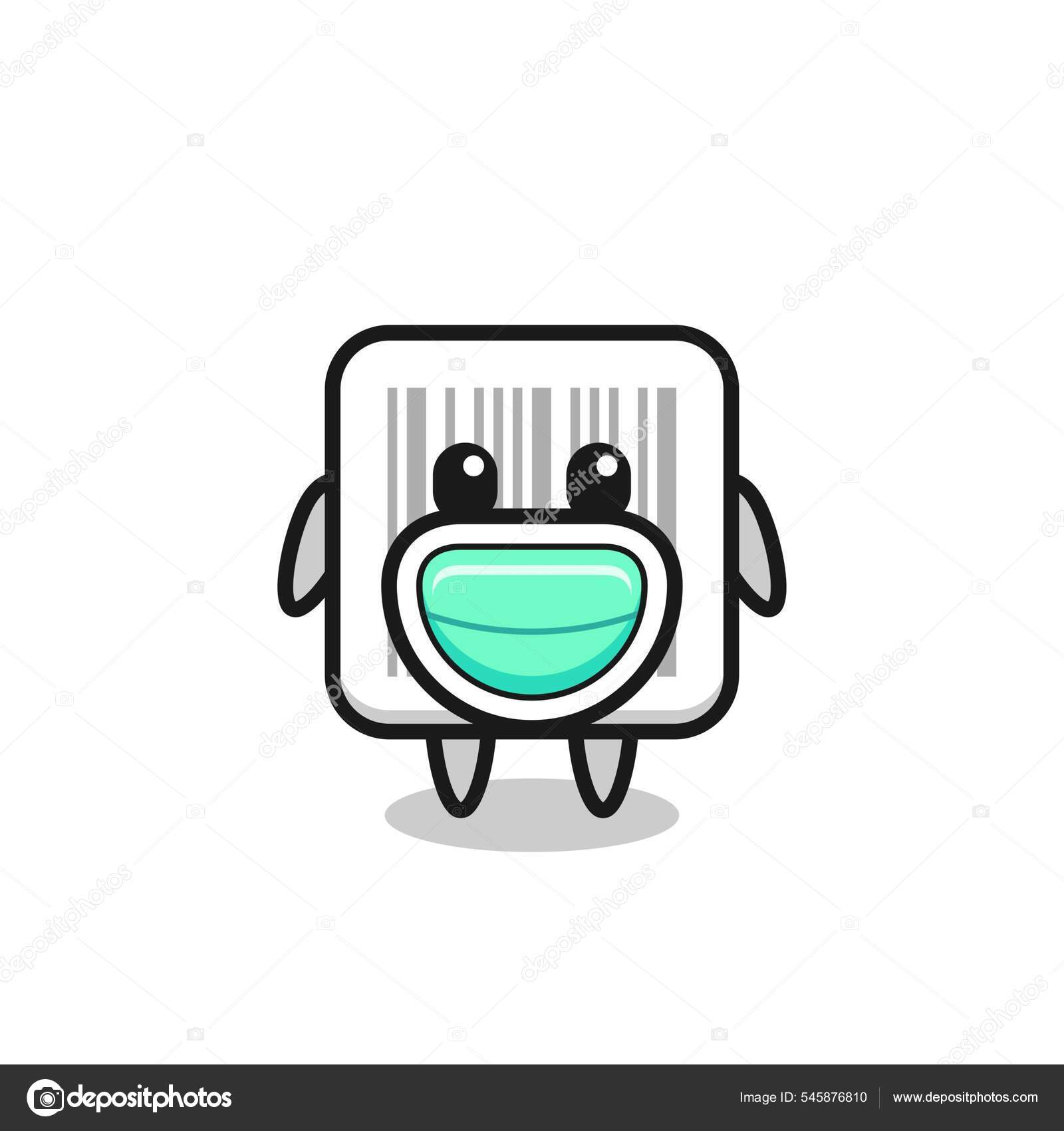 Cute Barcode Cartoon Wearing Mask Cute Design Stock Vector by ...