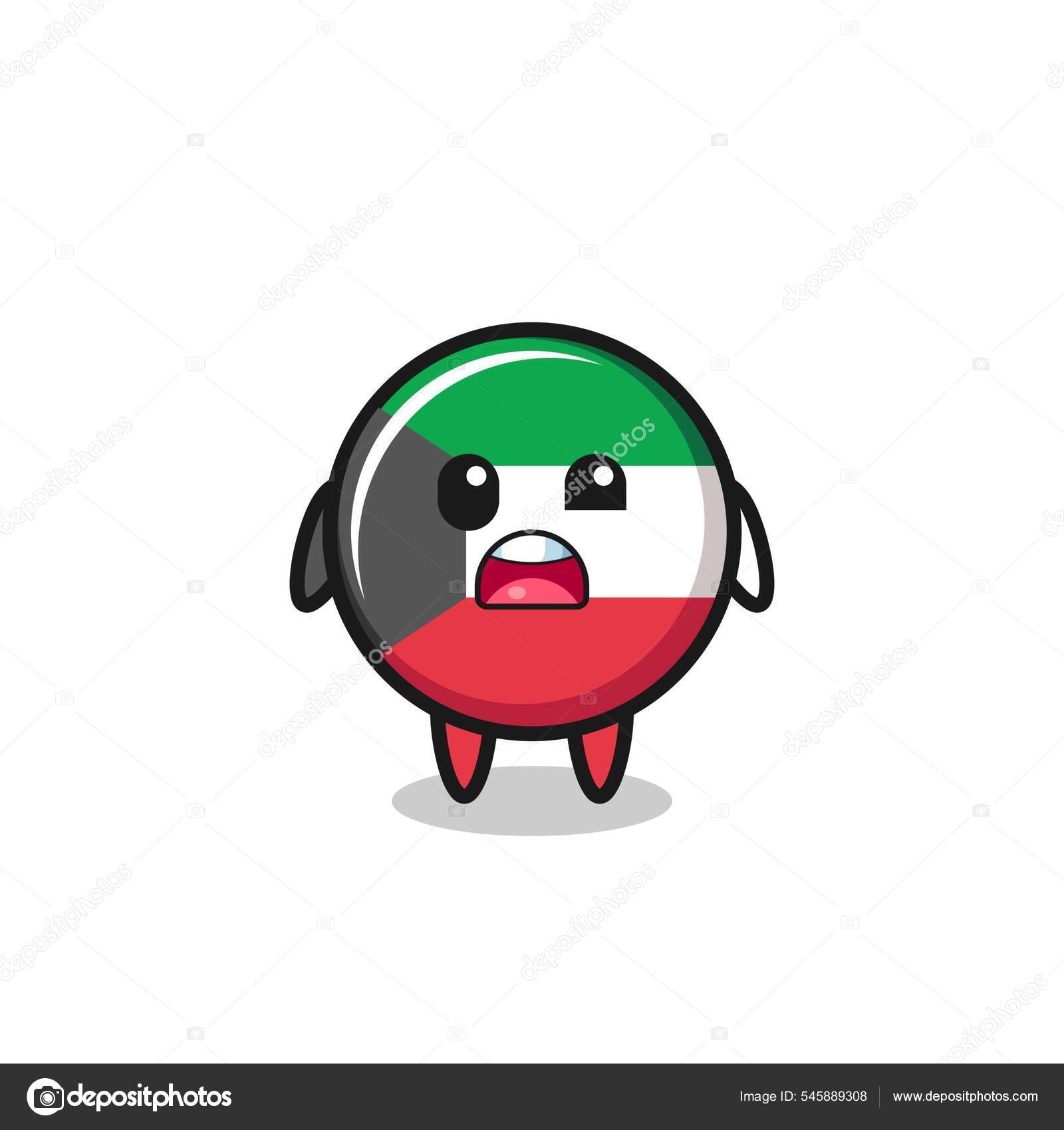 Shocked Face Cute Kuwait Flag Mascot Cute Design Stock Vector by ...