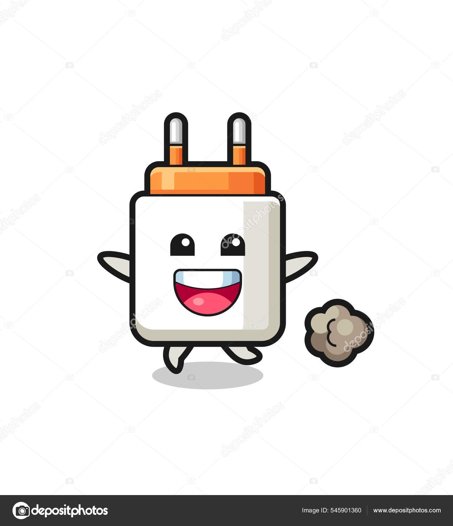Happy Power Adapter Cartoon Running Pose Cute Design Stock Vector Image ...