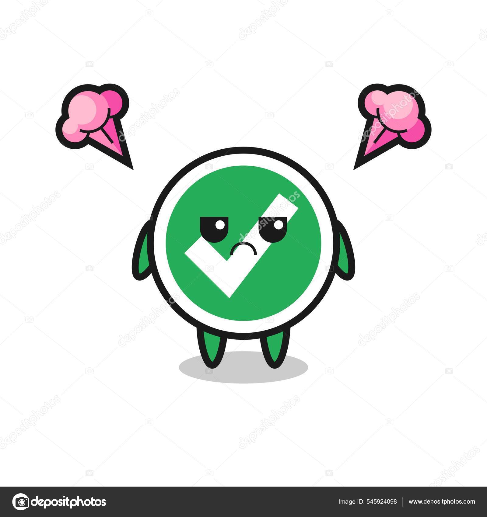 Annoyed Expression Cute Check Mark Cartoon Character Cute Design Stock ...