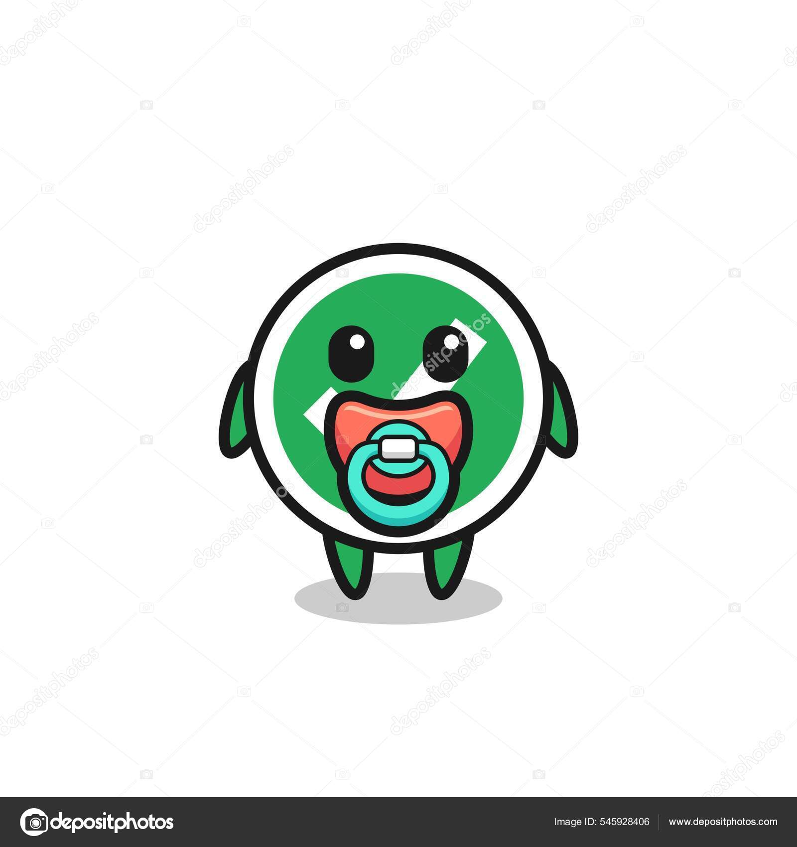 Baby Check Mark Cartoon Character Pacifer Cute Design Векторное ...