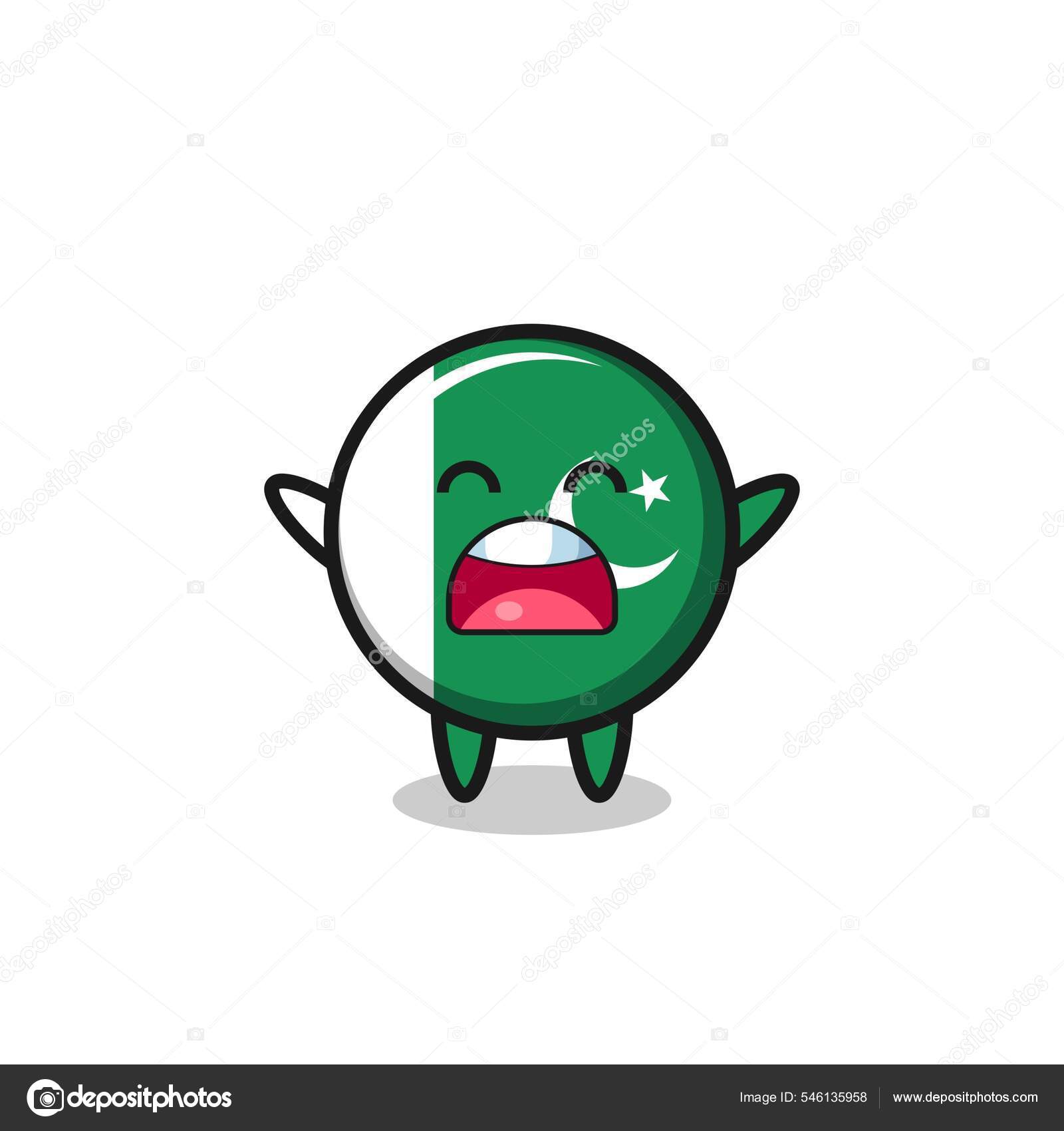 Cute Pakistan Flag Mascot Yawn Expression Cute Design Stock Vector by ...