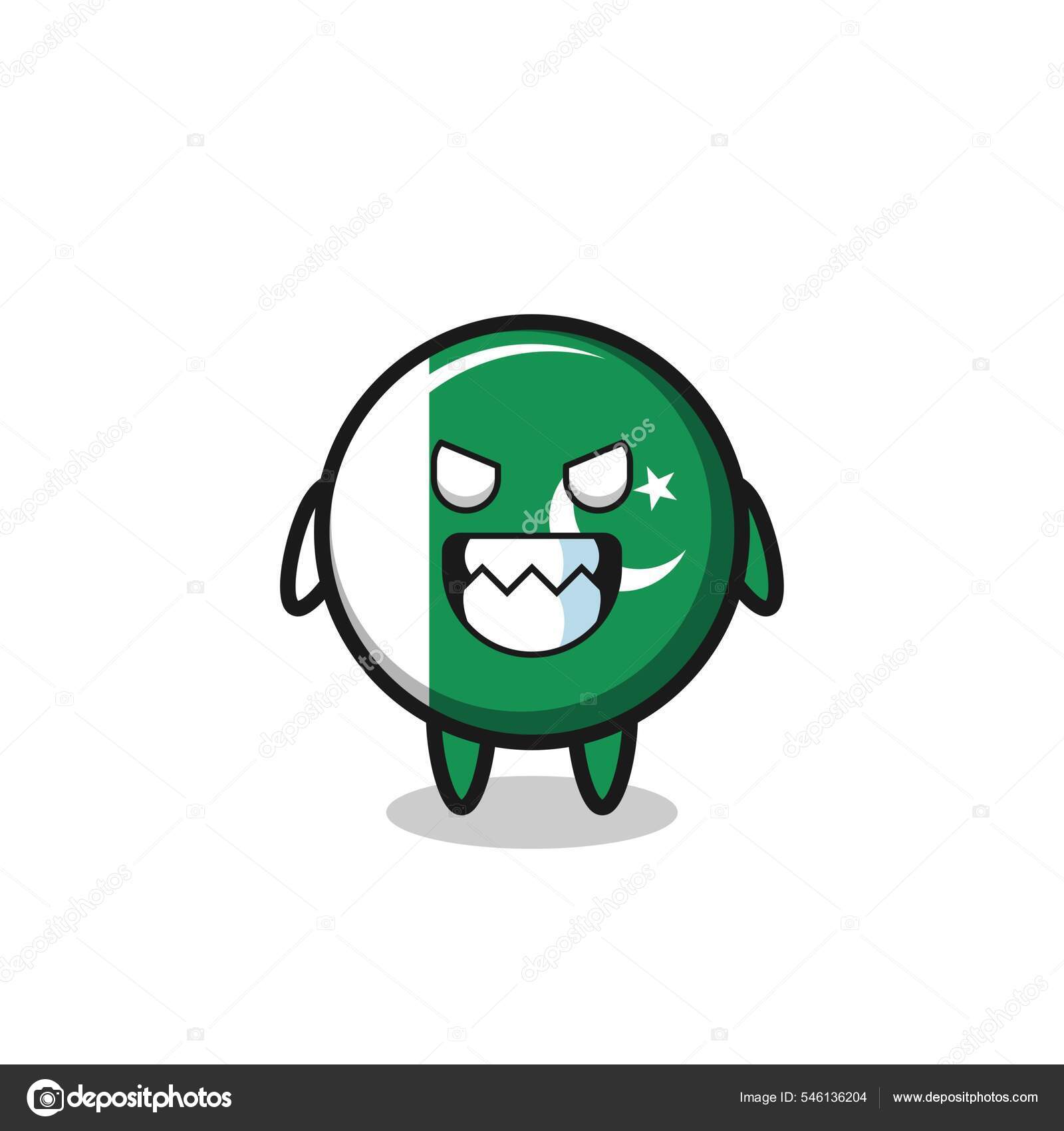 Evil Expression Pakistan Flag Cute Mascot Character Cute Design Stock ...