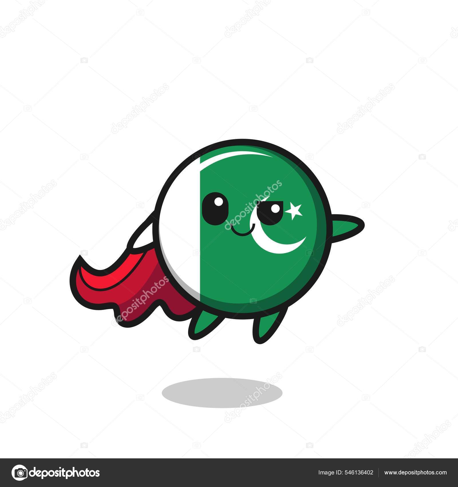 Cute Pakistan Flag Superhero Character Flying Cute Design Stock Vector ...