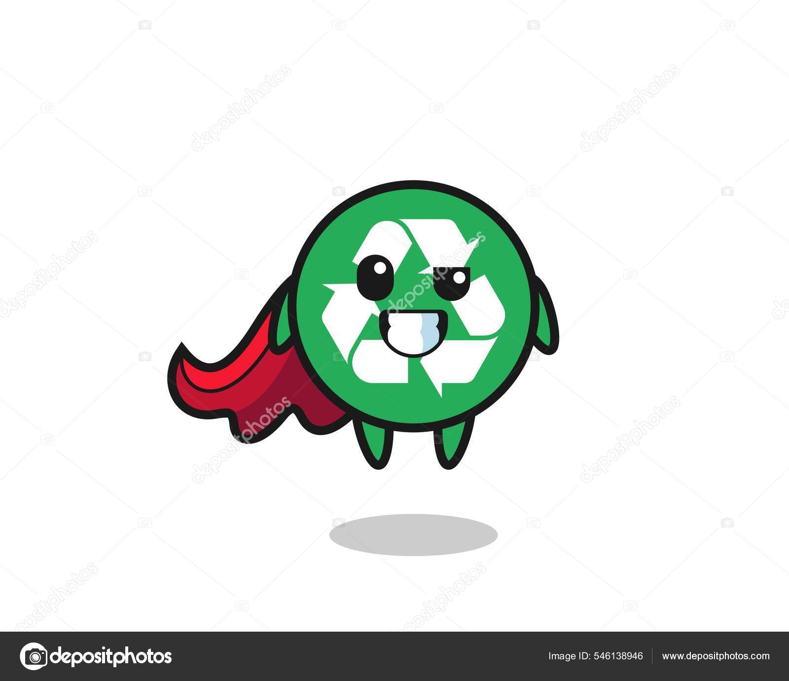 Cute Recycling Character Flying Superhero Cute Design Stock Vector by ...