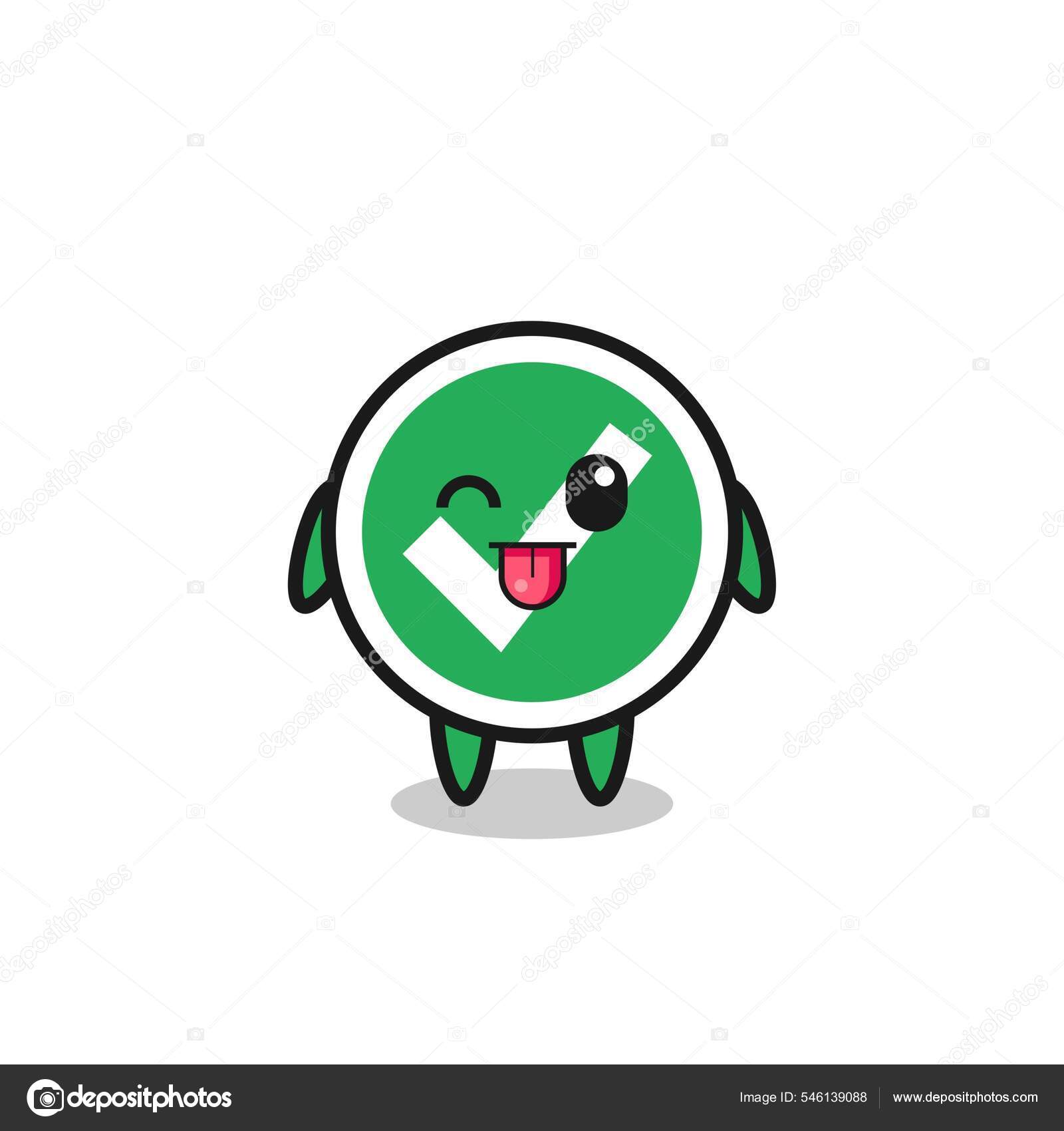 Cute Check Mark Character Sweet Expression While Sticking Out Her Stock ...