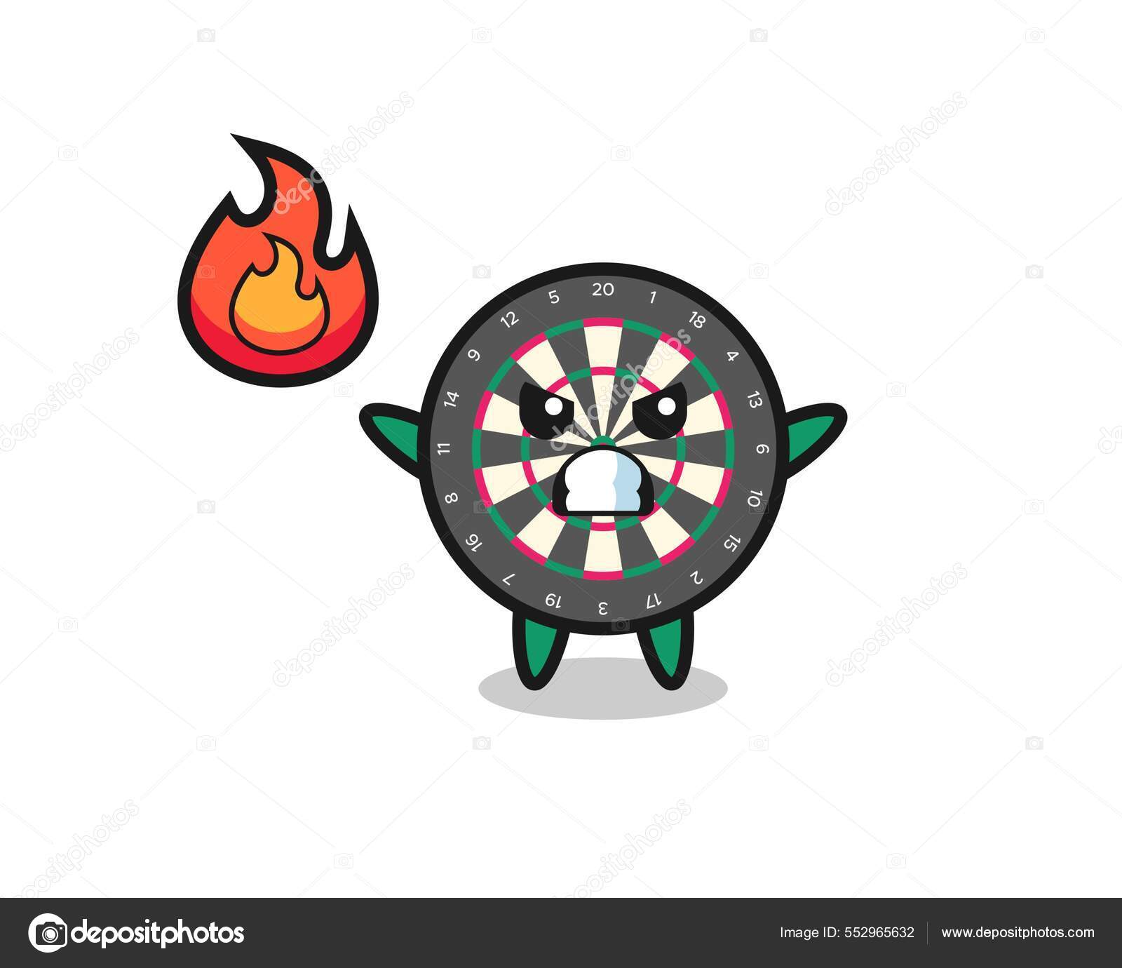 Dart Board Character Cartoon Angry Gesture Cute Design Stock Vector by ...