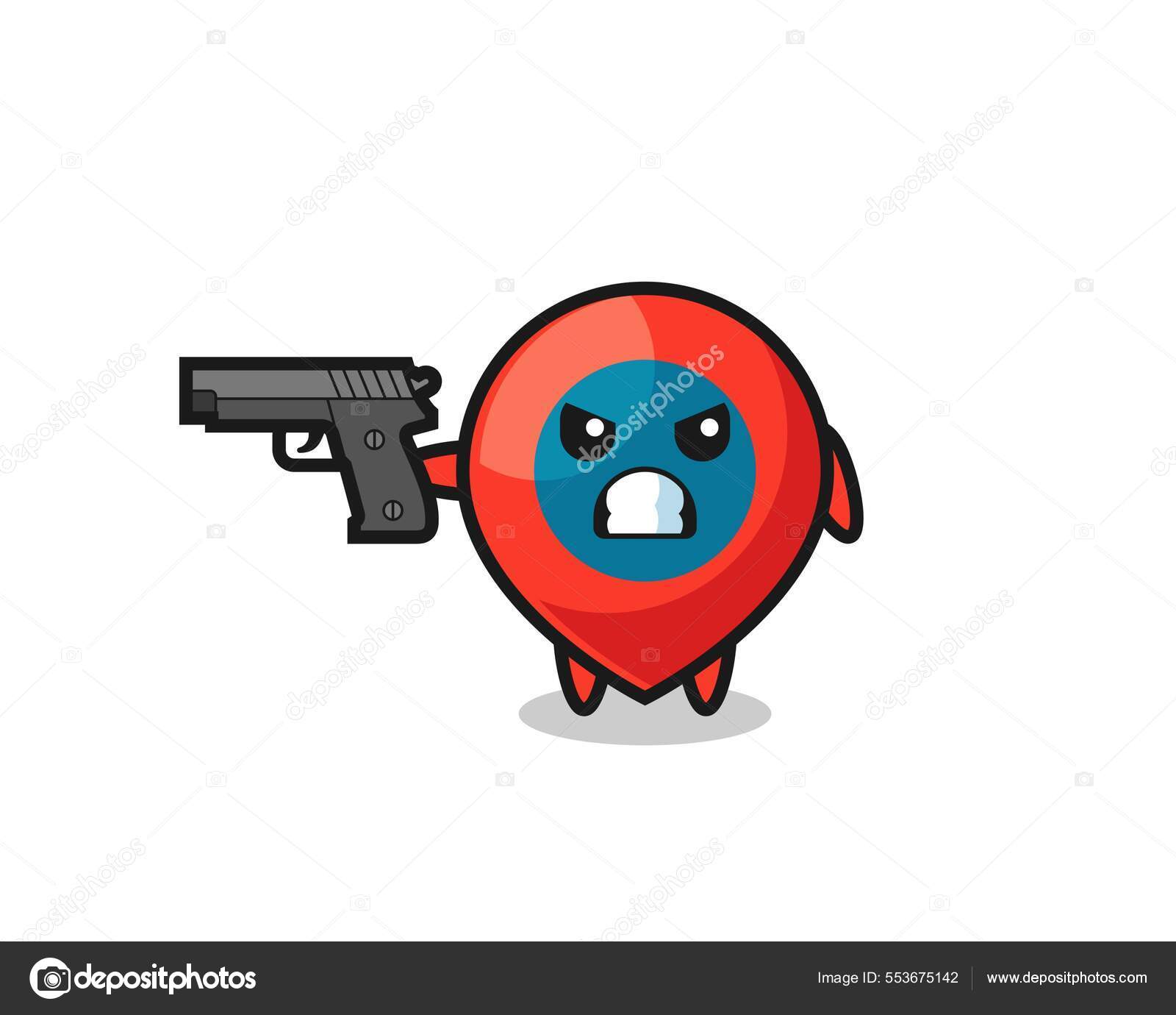 Cute Location Symbol Character Shoot Gun Cute Design Stock Vector by ...