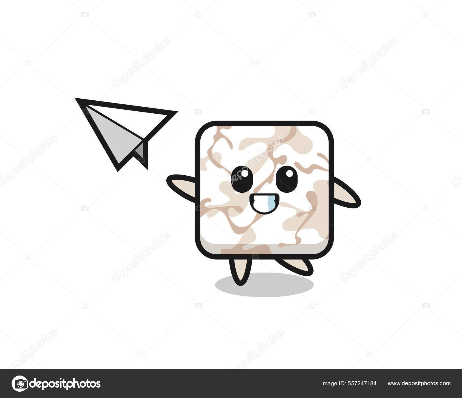 Karakter Kartun Keramik Ubin Melemparkan Pesawat Kertas Desain Yang ...