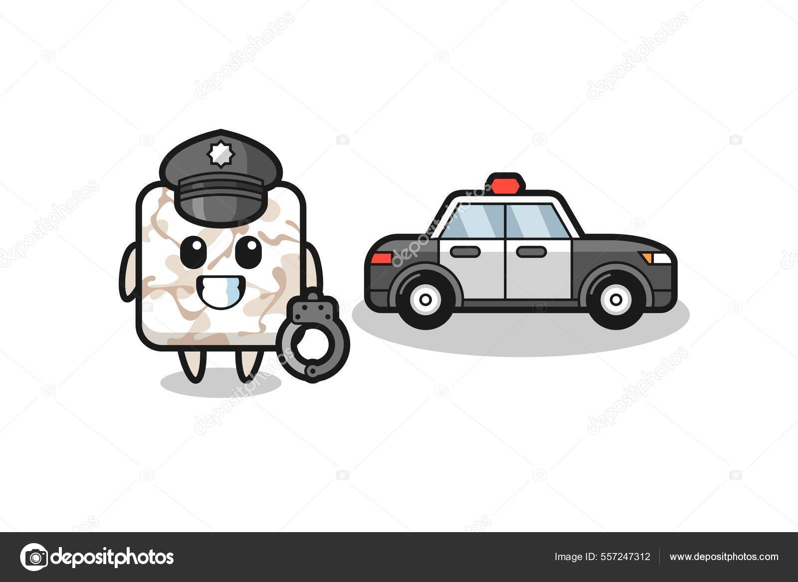 Cartoon Mascot Ceramic Tile Police Cute Design Stock Illustration by ...