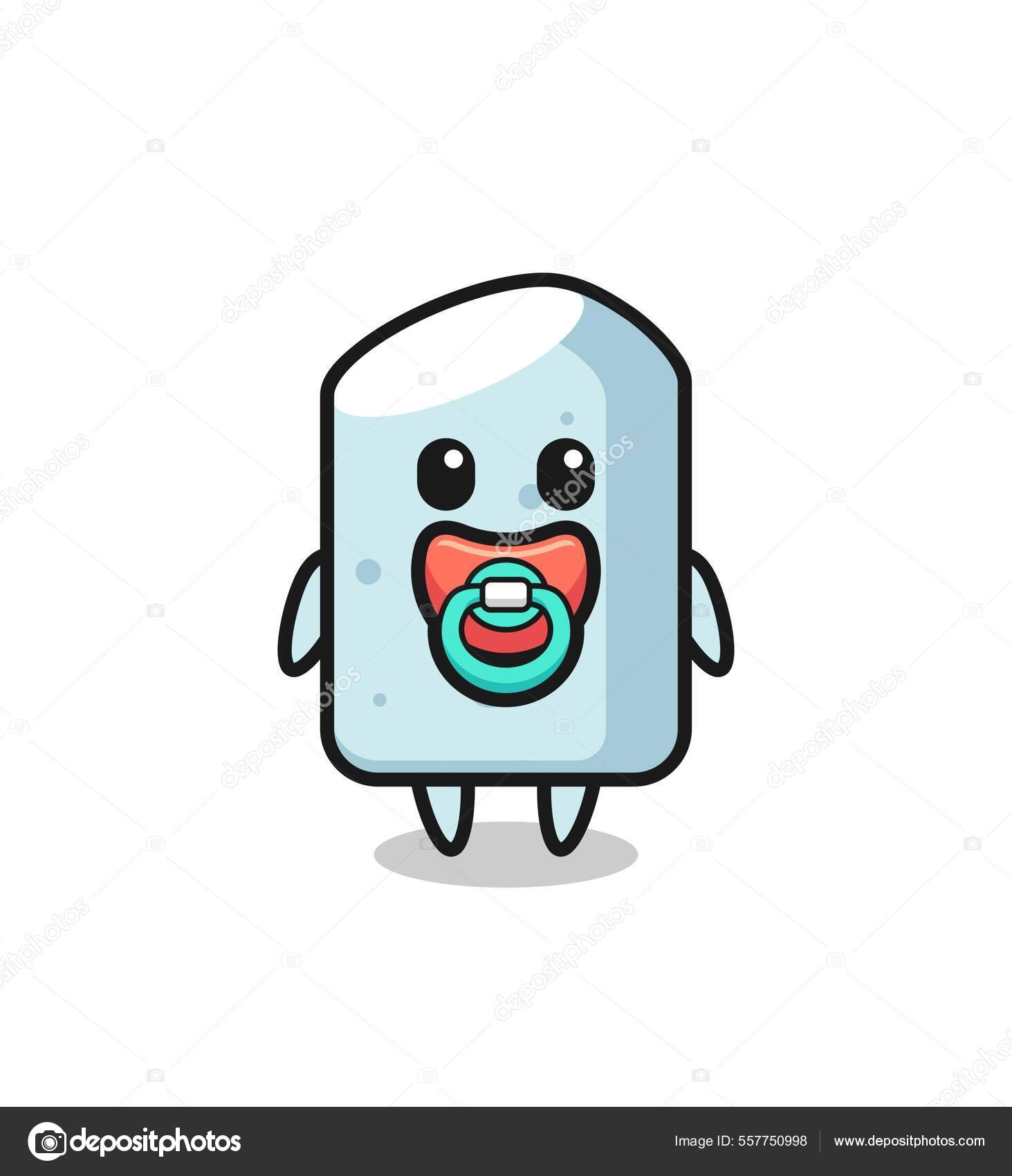 Tiza Bebé Personaje Dibujos Animados Con Chupete Lindo Diseño Vector de ...