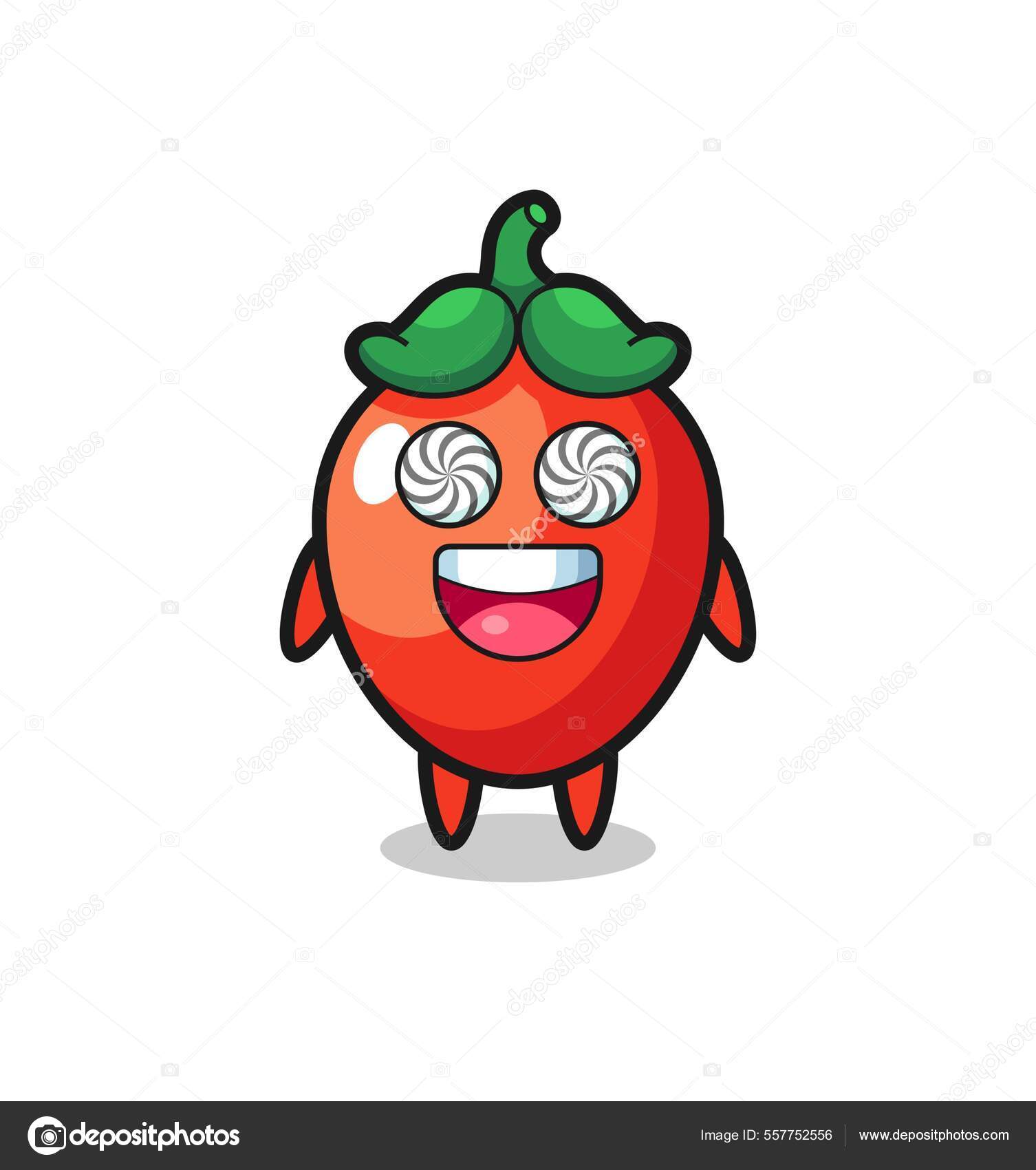 Cute Chili Pepper Character Hypnotized Eyes Cute Design Stock Vector by ...