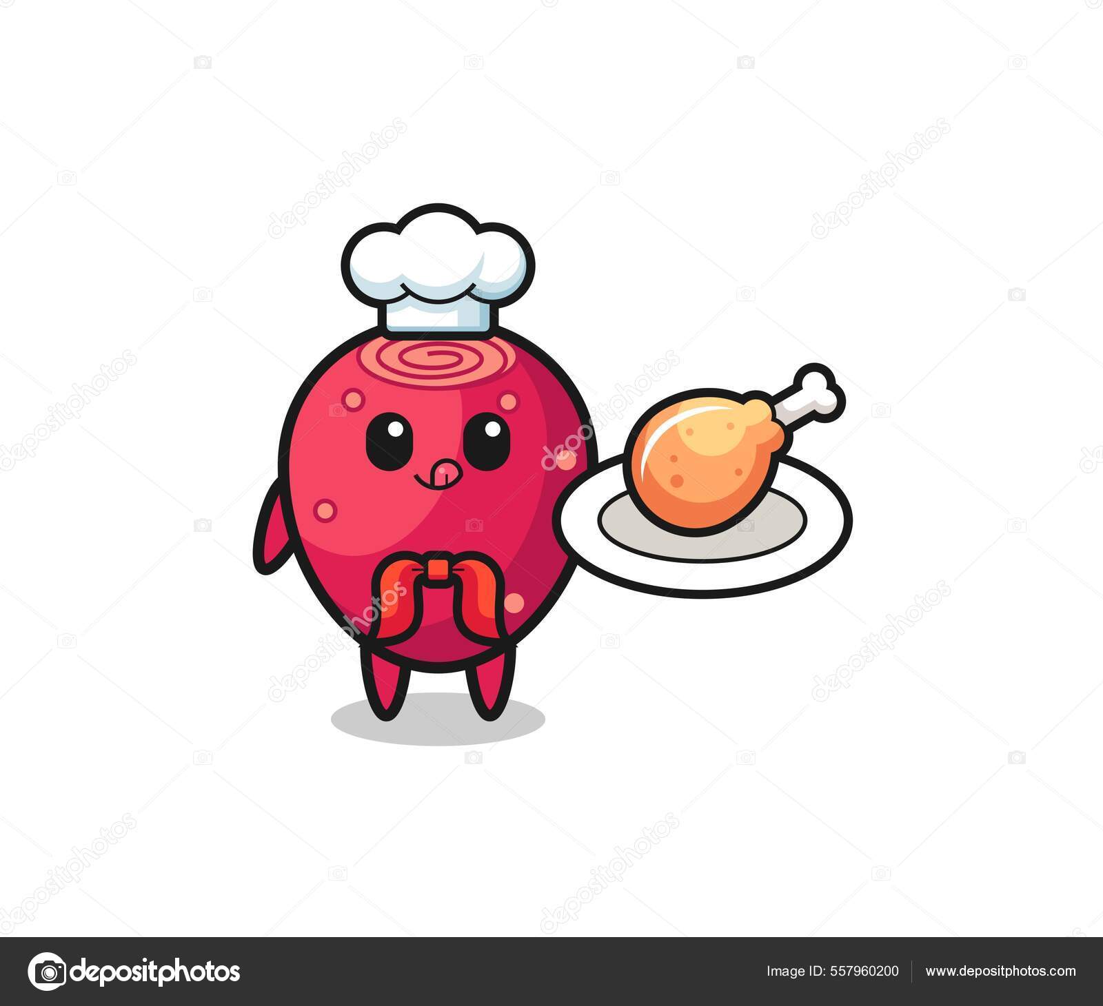 Prickly Pear Fried Chicken Chef Cartoon Character Cute Design Stock ...