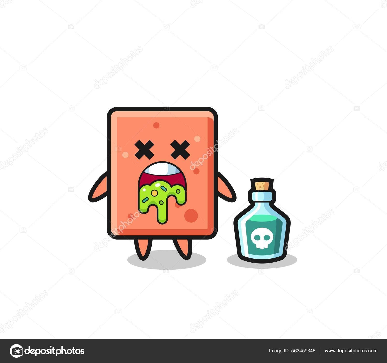 Illustration Brick Character Vomiting Due Poisoning Cute Design Stock ...