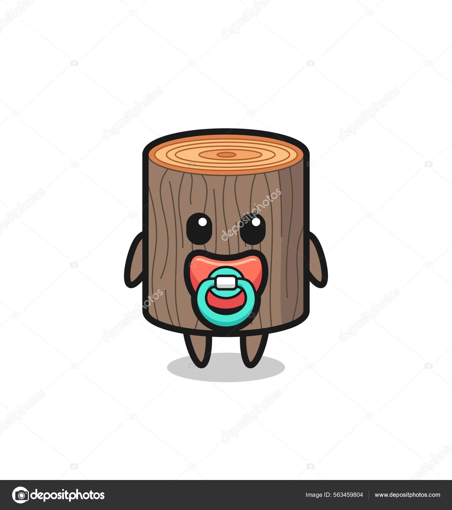 Baby Tree Stump Cartoon Character Pacifier Cute Design Stock Vector ...