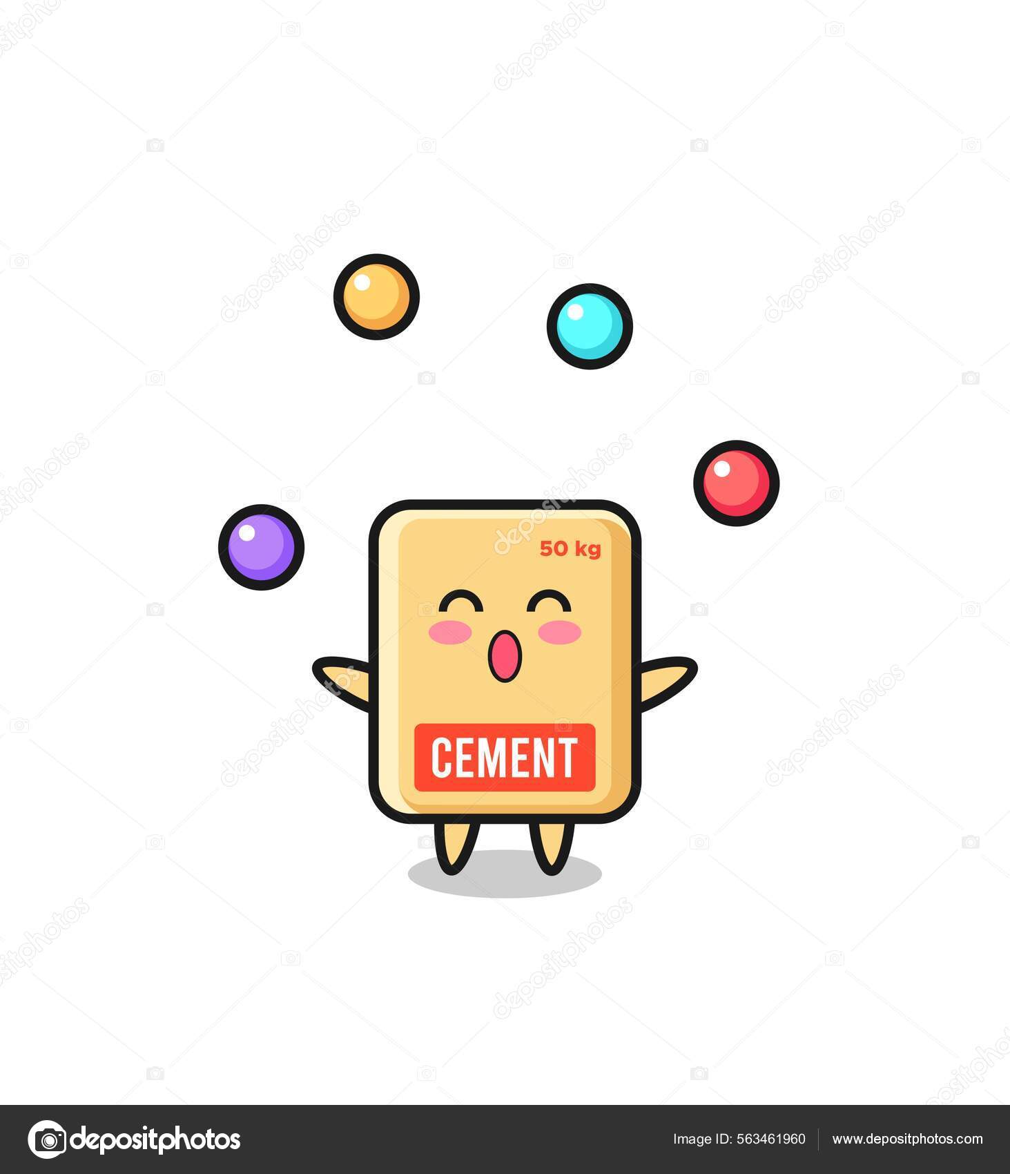 Cimento Saco Circo Cartoon Malabarismo Uma Bola Projeto Bonito Vetor de ...