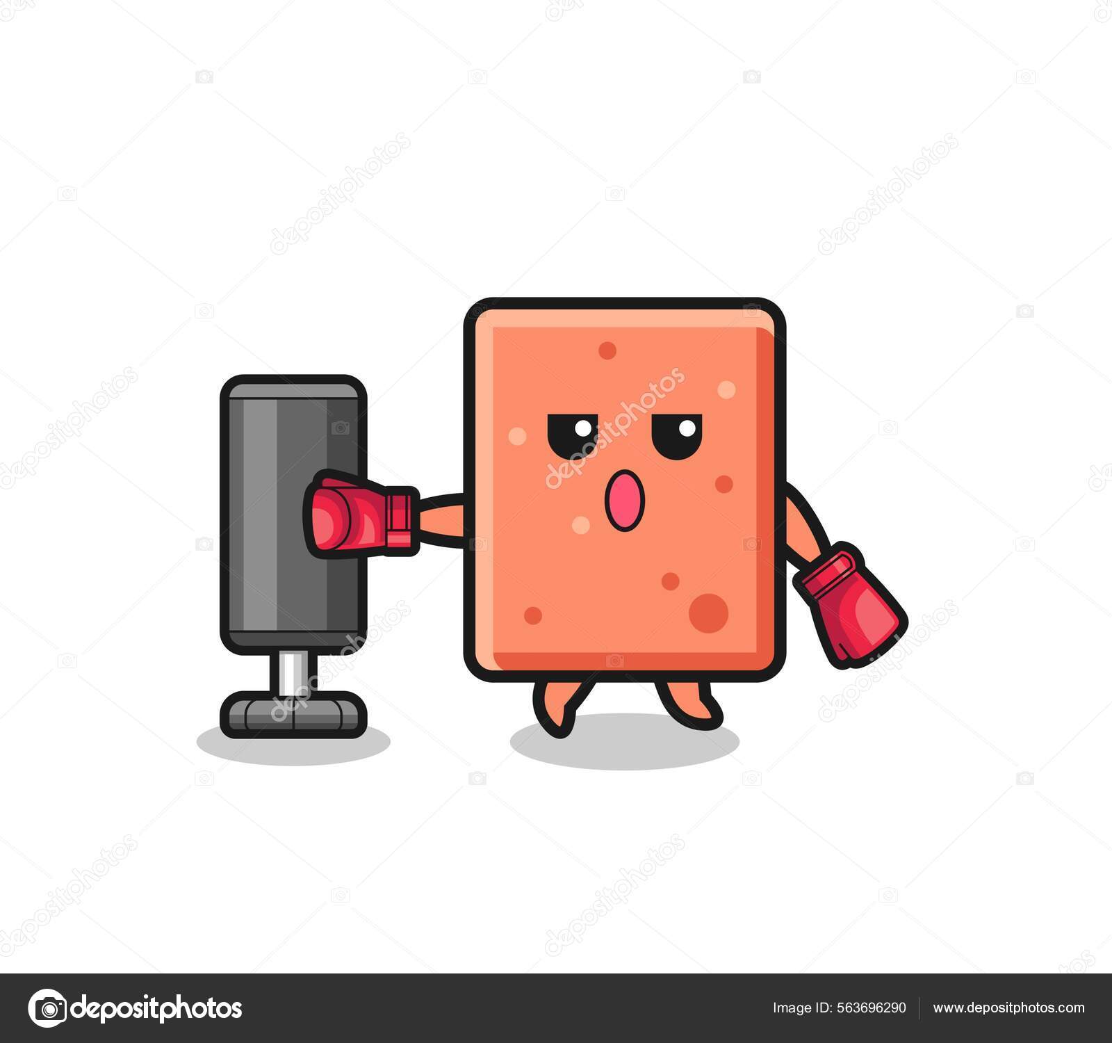 Brick Boxer Cartoon Doing Training Punching Bag Cute Design Stock ...