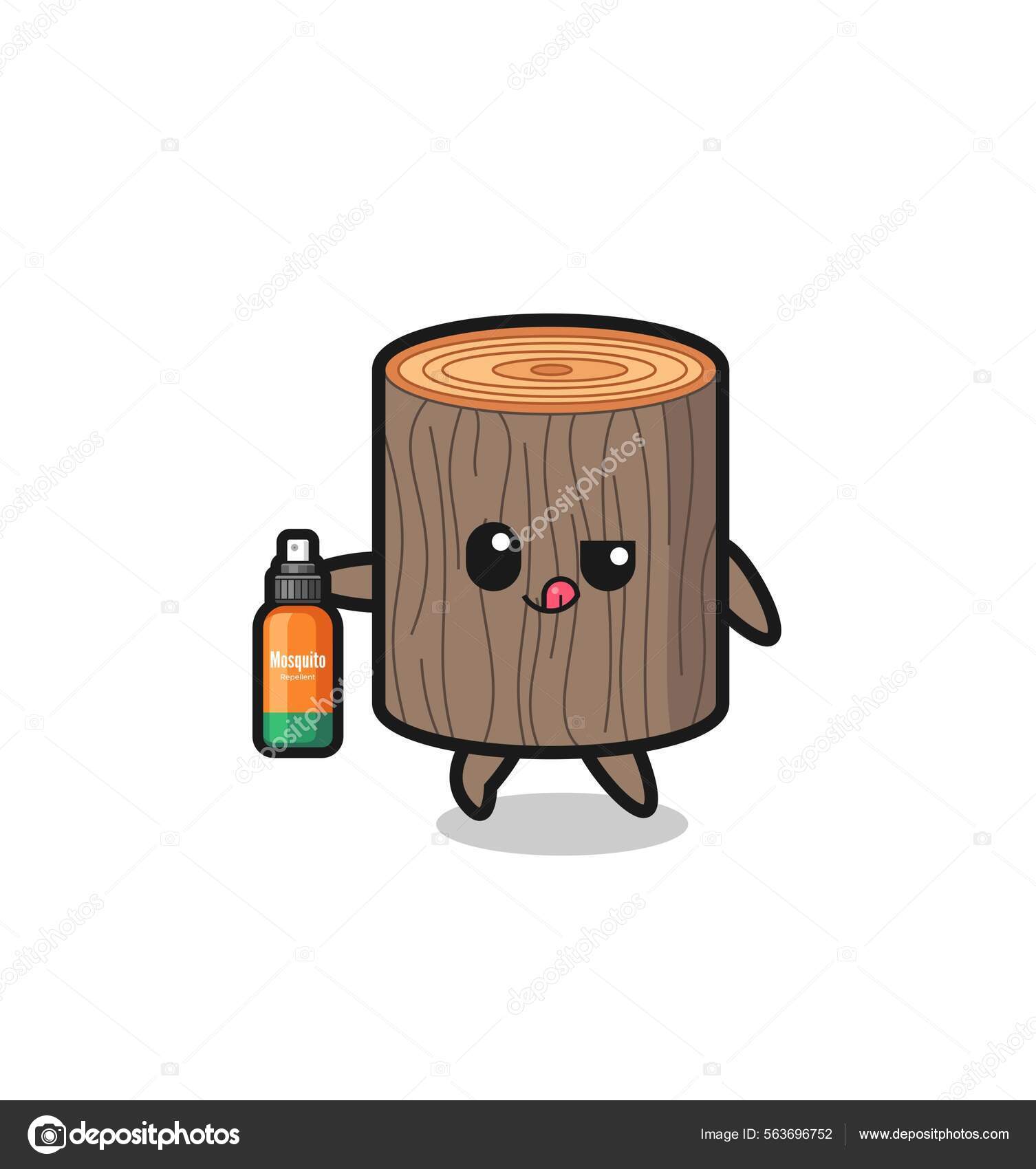Cute Tree Stump Holding Mosquito Repellent Cute Design Stock Vector ...