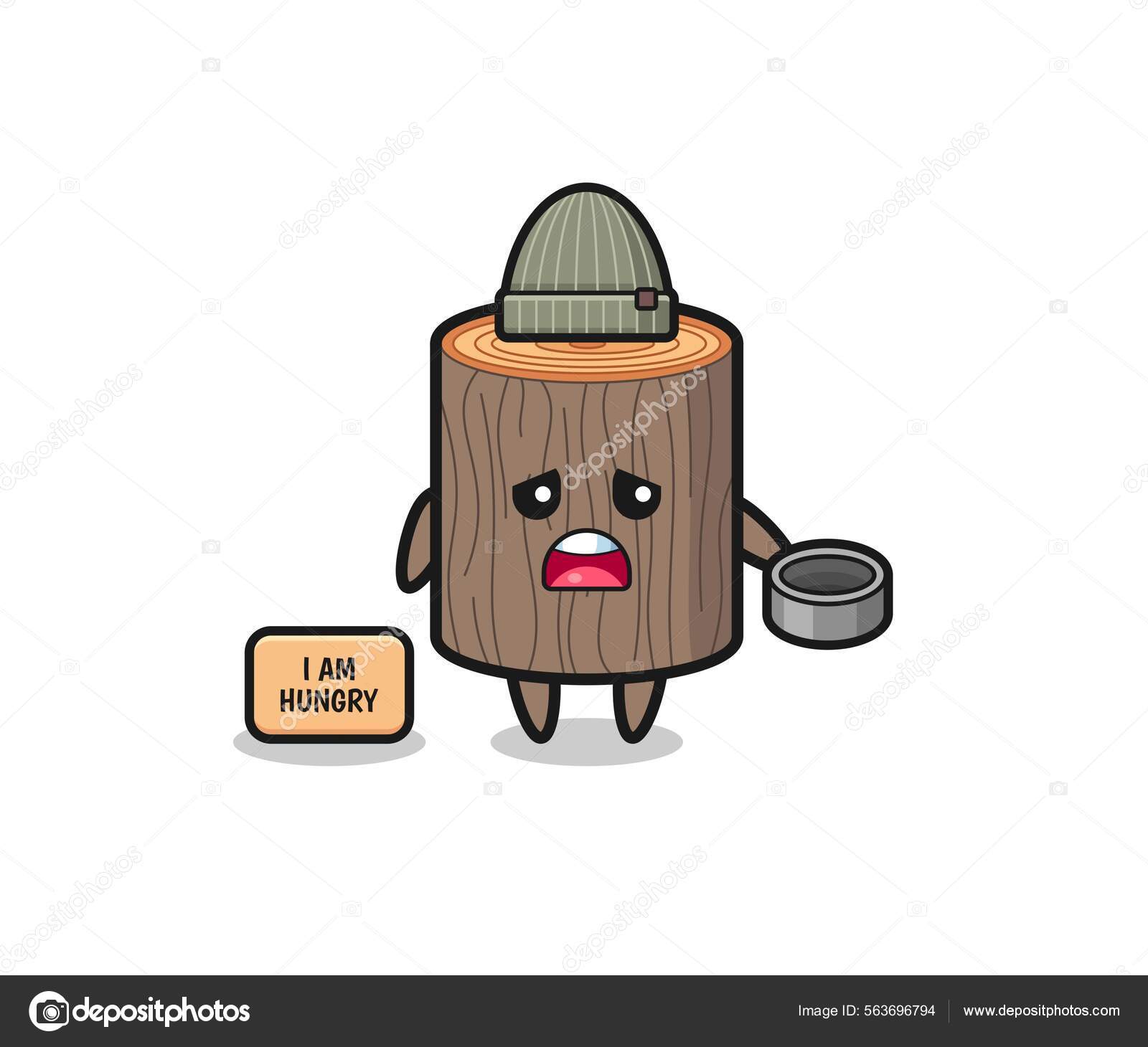Cute Tree Stump Beggar Cartoon Character Cute Design Stock Vector by ...